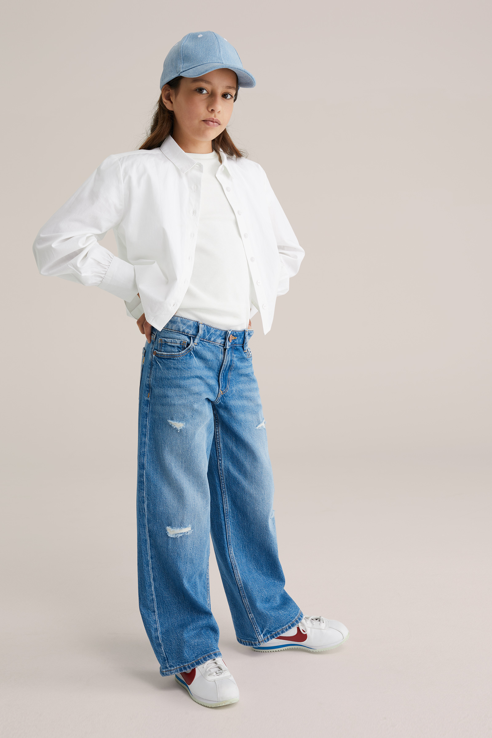 Jean wide leg fille déchiré | wefashion.com