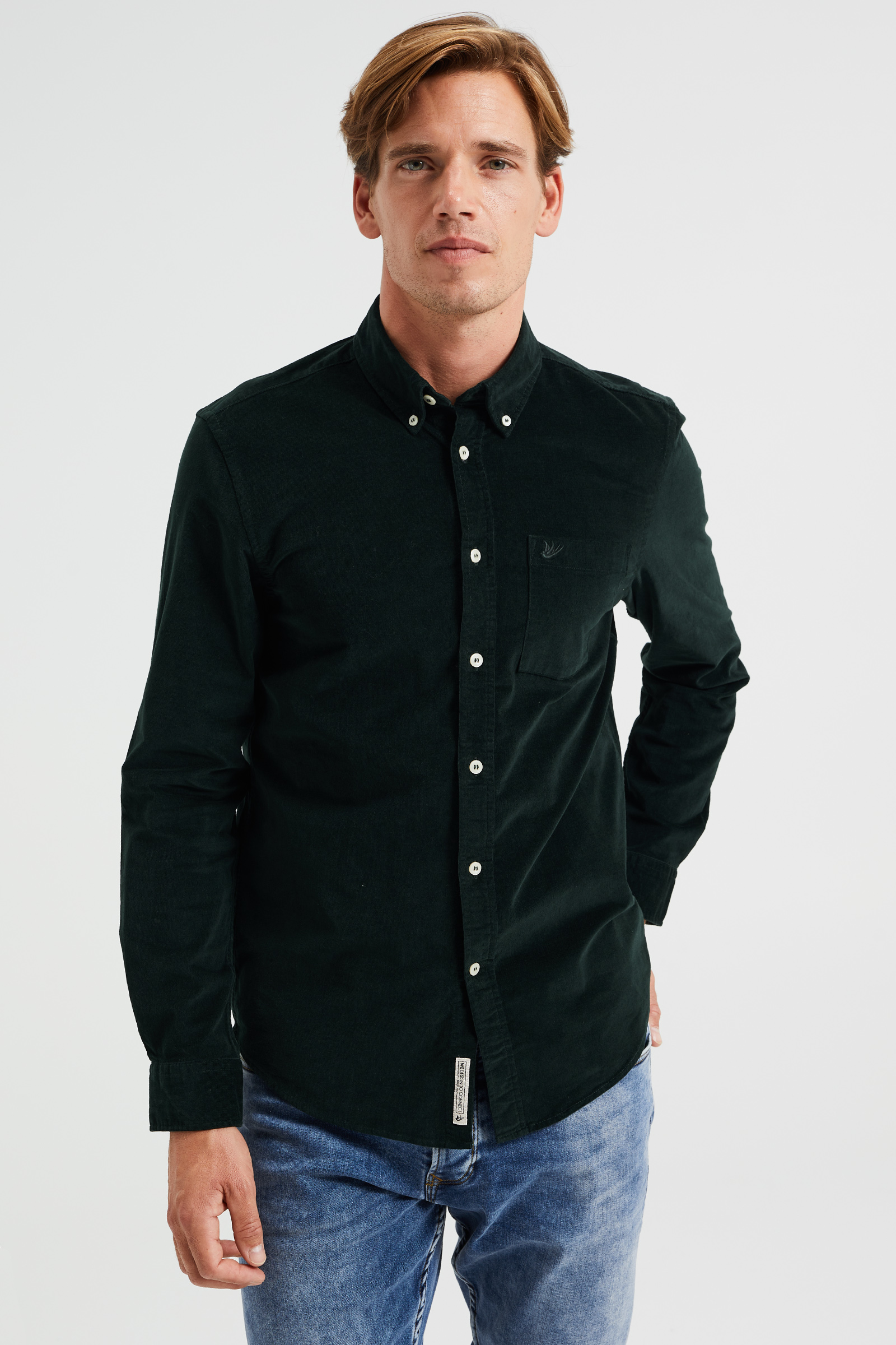 Heren regular fit overhemd van corduroy | wefashion.com