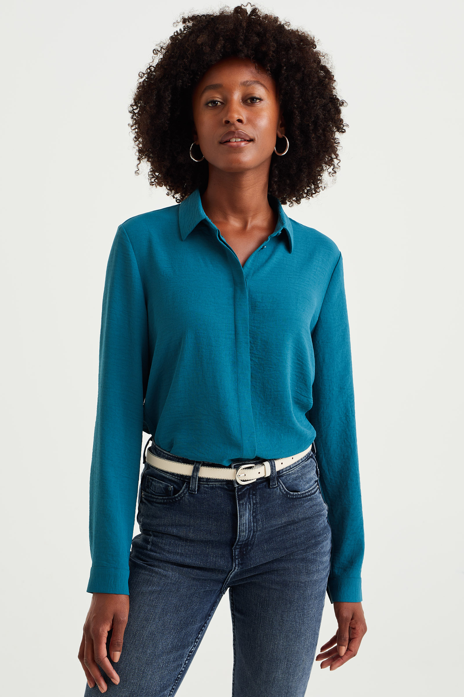 Dames blouse met fijne structuur | wefashion.com