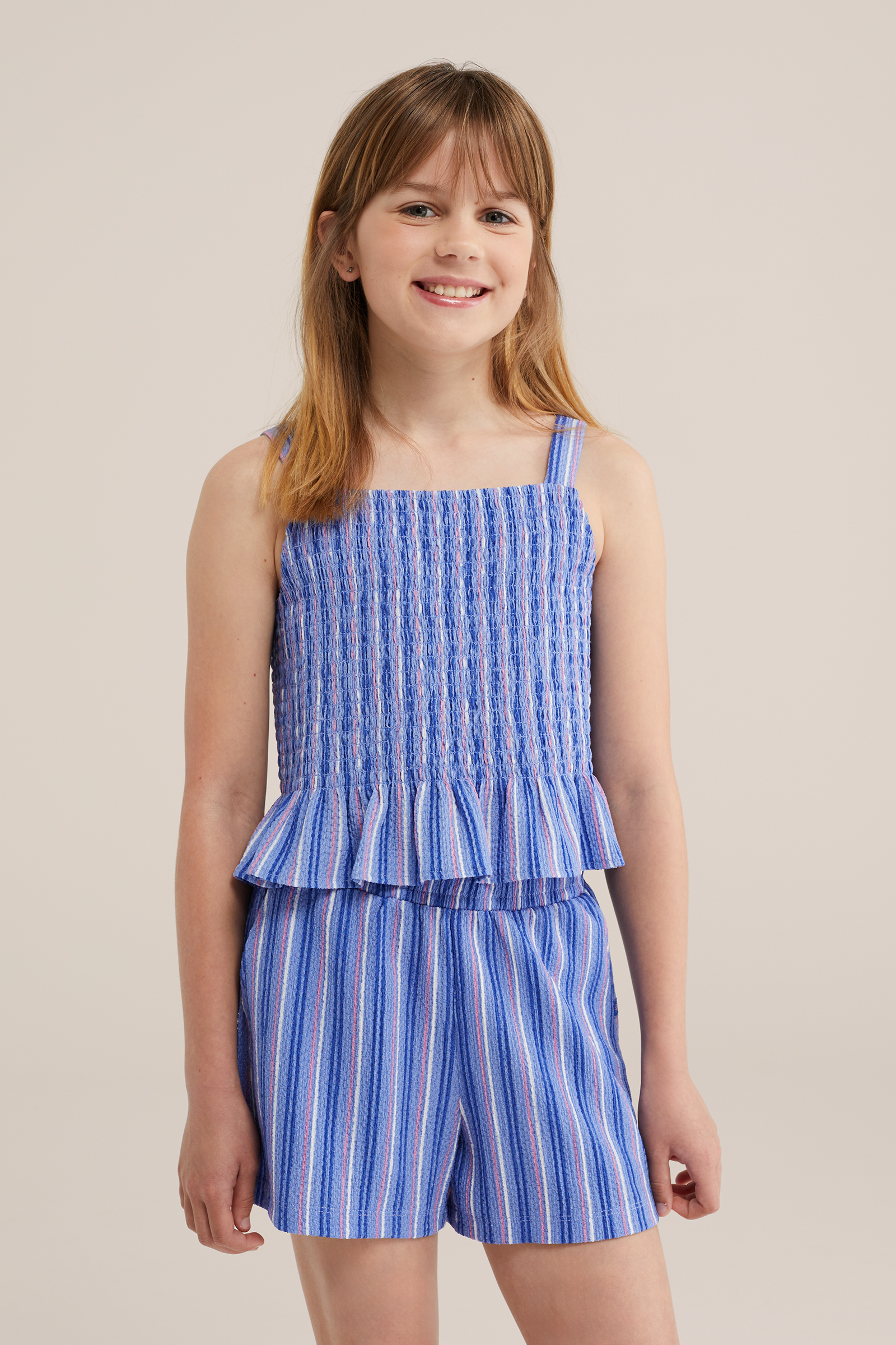 Meisjes gestreept singlet met structuur | wefashion.com