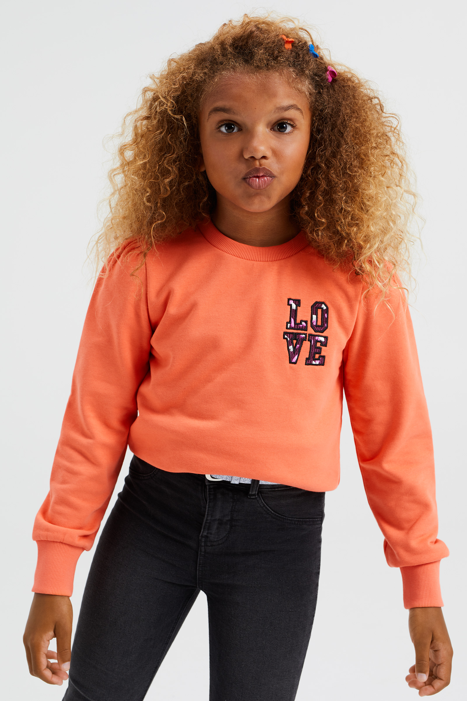 Sweat-shirt à broderie et manches bouffantes fille | wefashion.com
