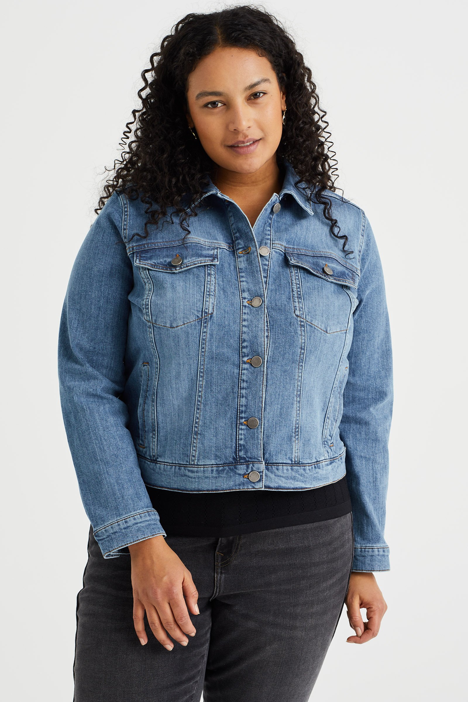 Dames denim jack met comfort stretch - Curve | wefashion.com