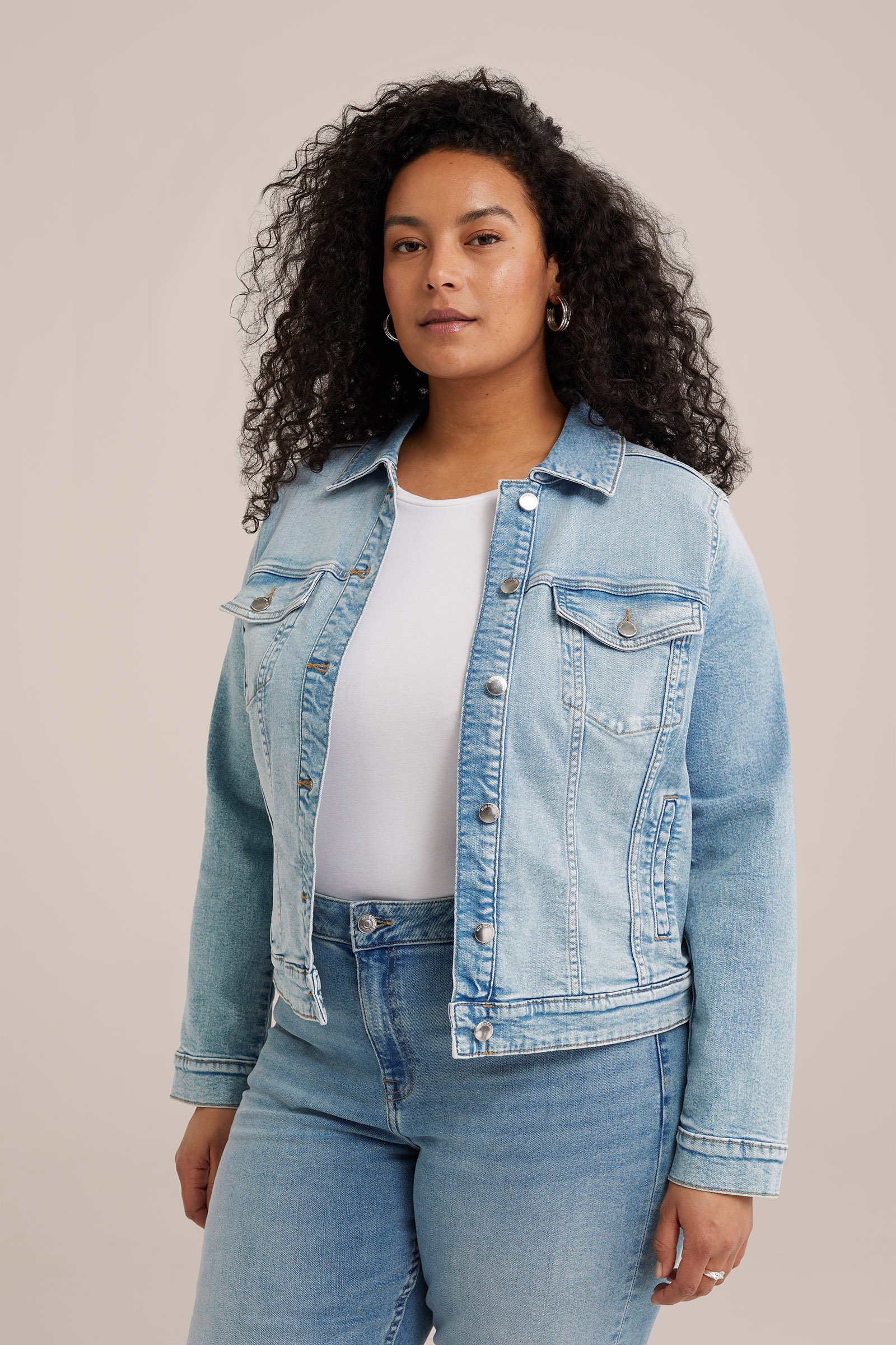 Dames denim jack met comfortstretch - Curve | wefashion.com