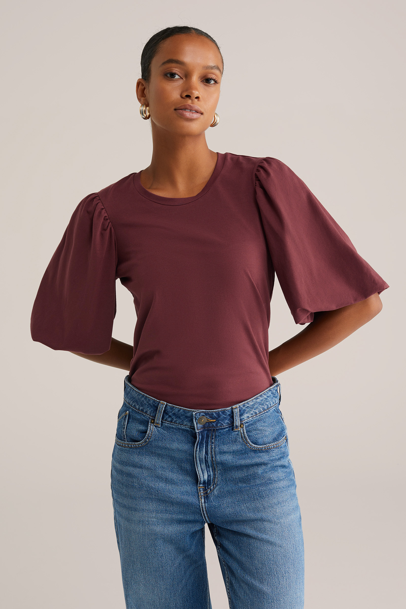 Dames T-shirt met pofmouwen | wefashion.com