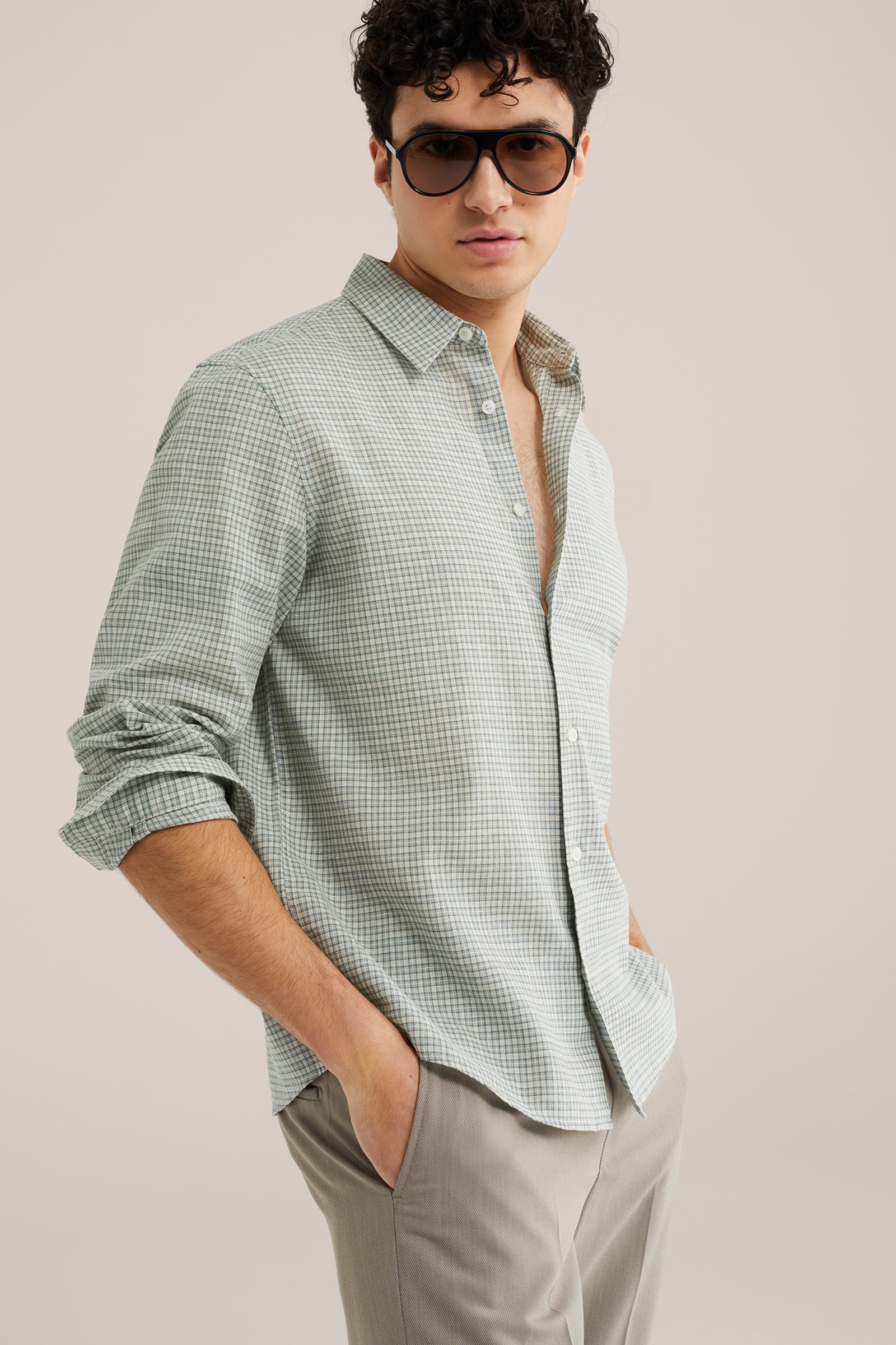Heren regular fit overhemd van linnenmix | wefashion.com