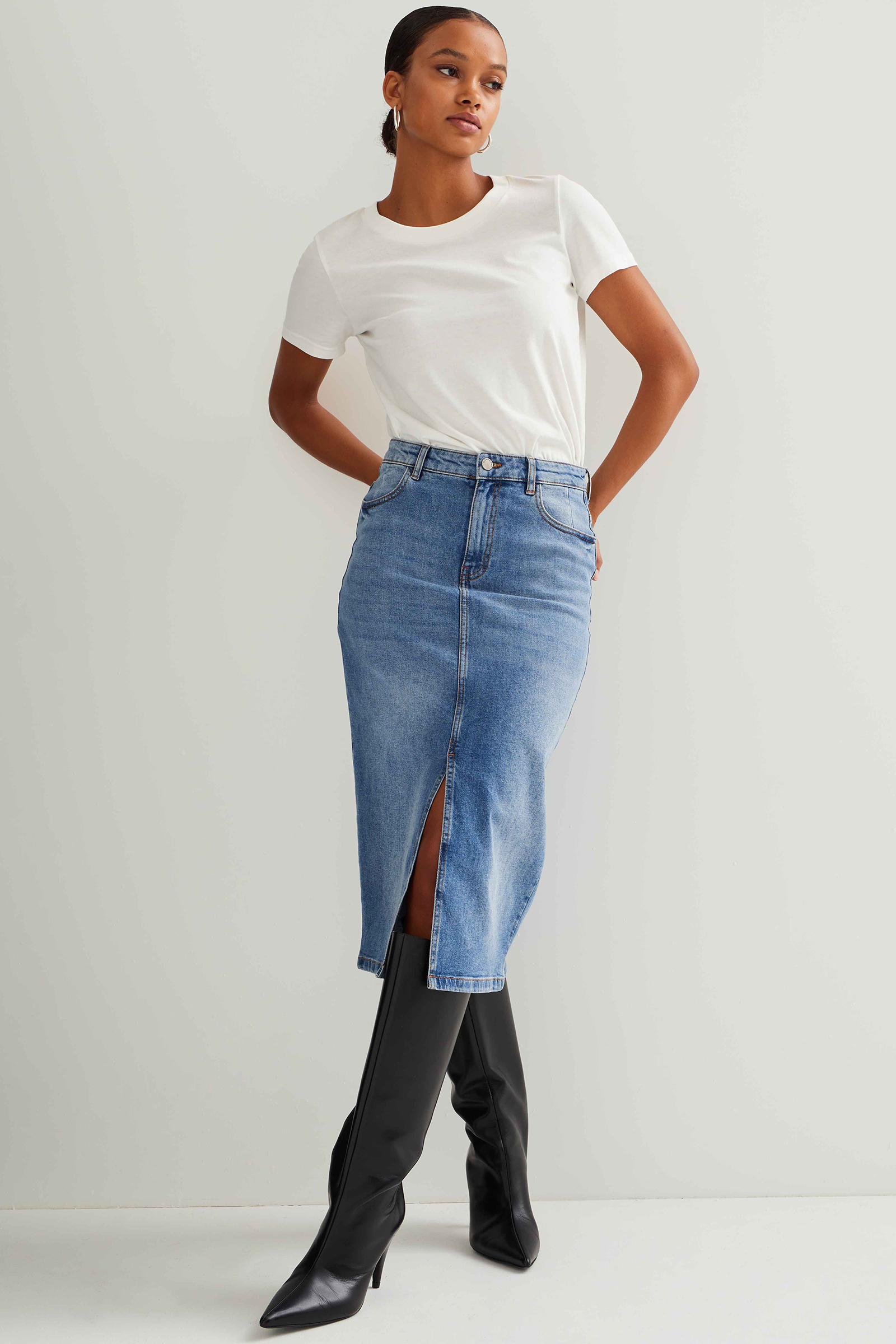 Dames high rise denim rok | wefashion.com