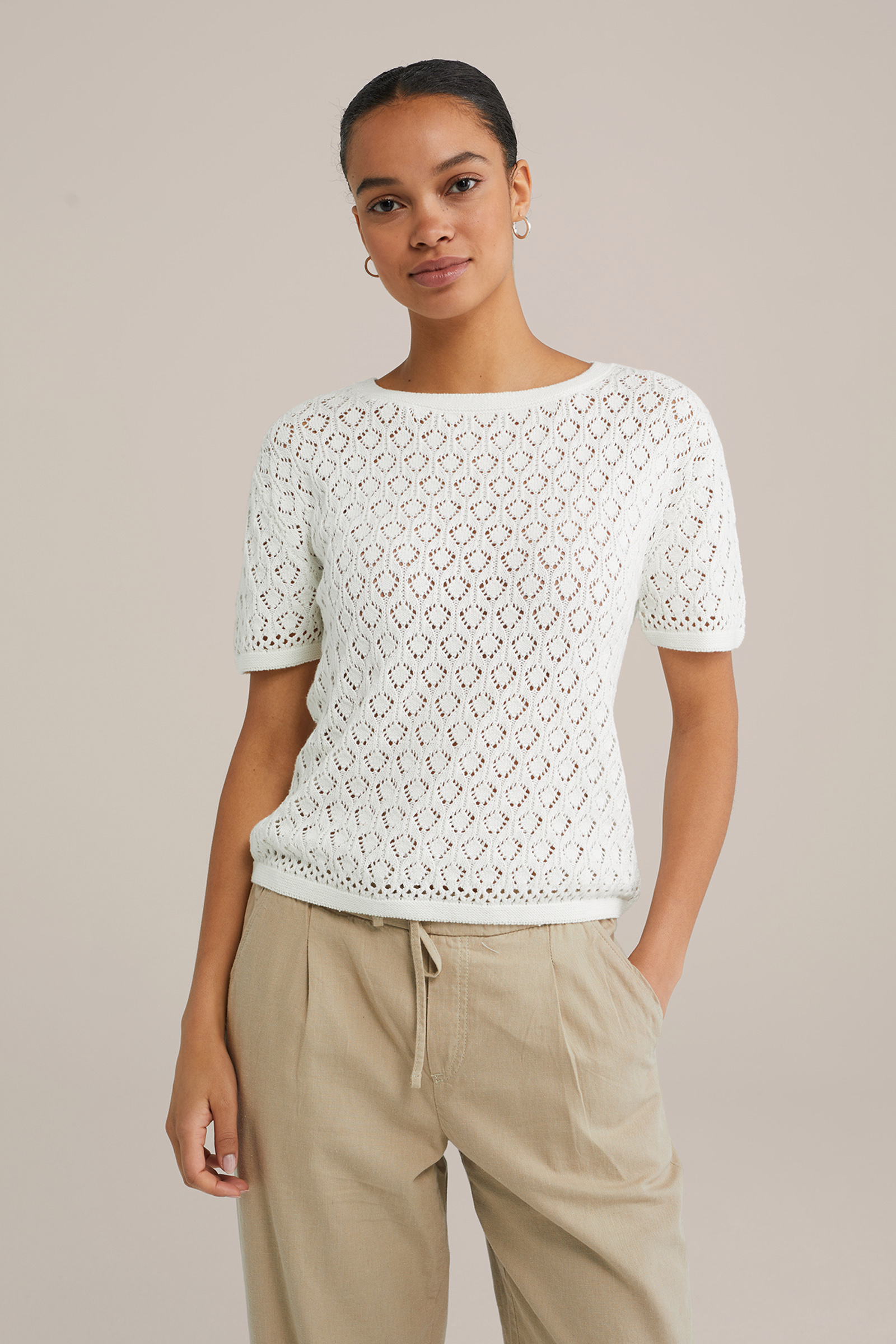 Dames trui met opengewerkte structuur | wefashion.com