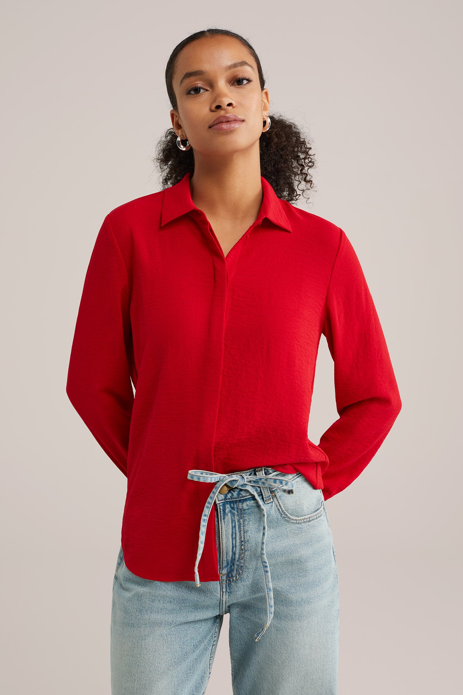 Dames blouse met fijne structuur | wefashion.com