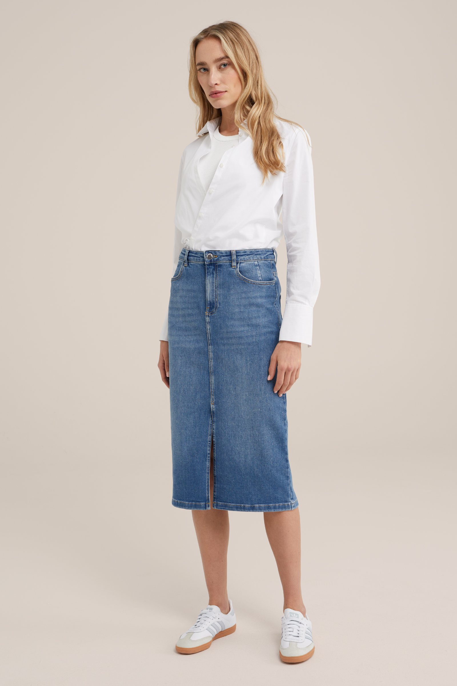 Dames high rise denim rok | wefashion.com