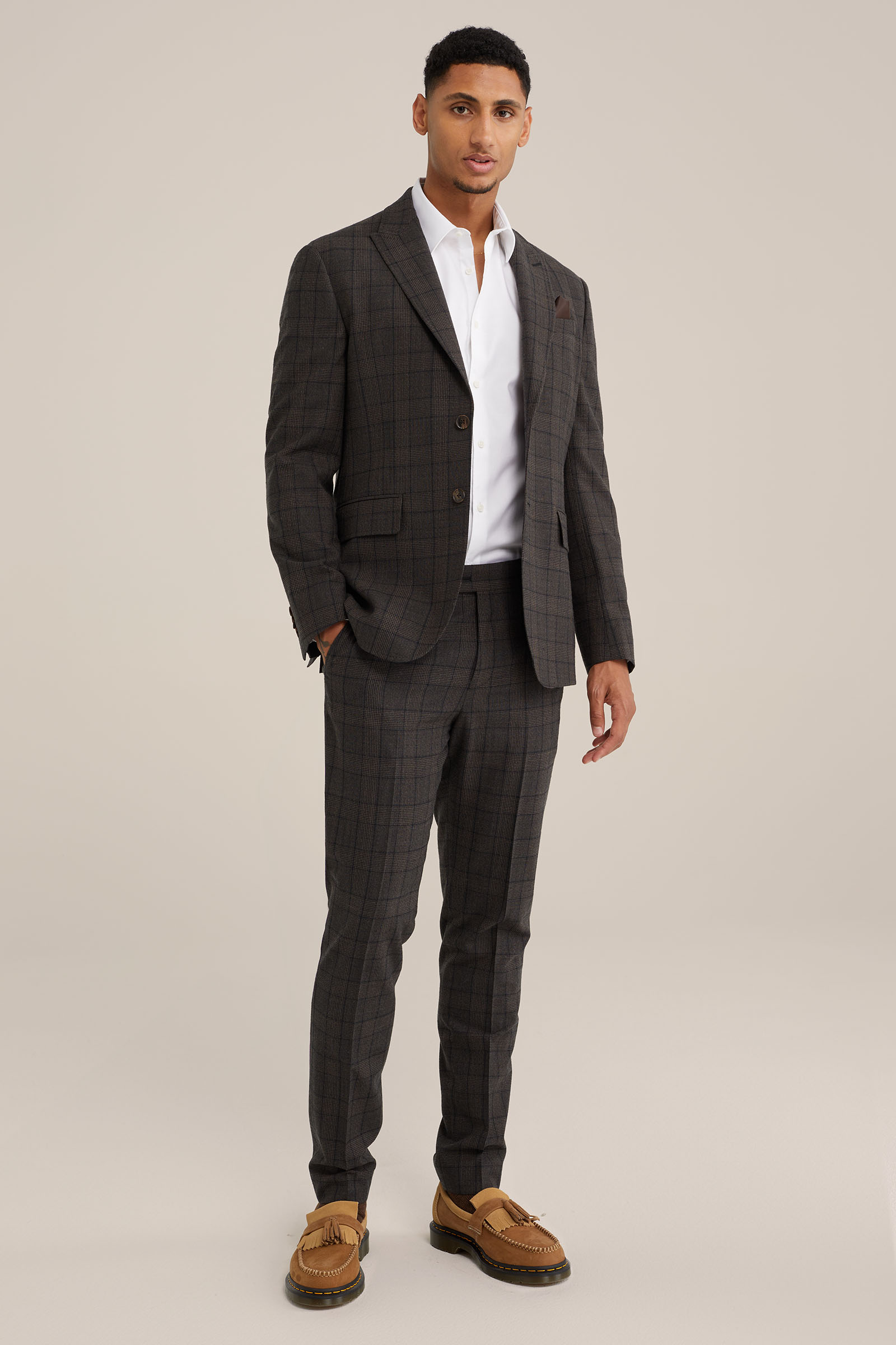 Heren Slim fit pak met ruit | wefashion.com