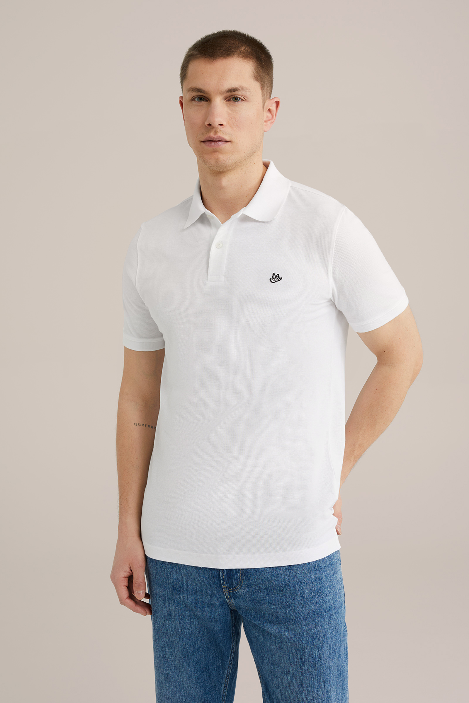 Polo slim fit homme à structure avec broderie | wefashion.com