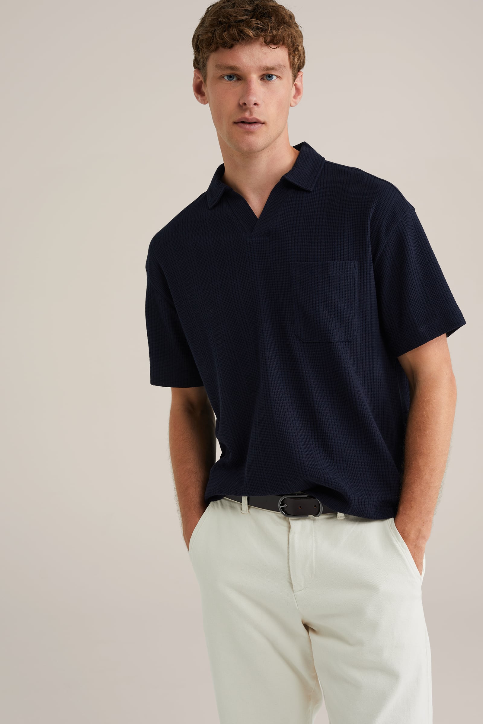 Heren Loose fit polo met structuur | wefashion.com
