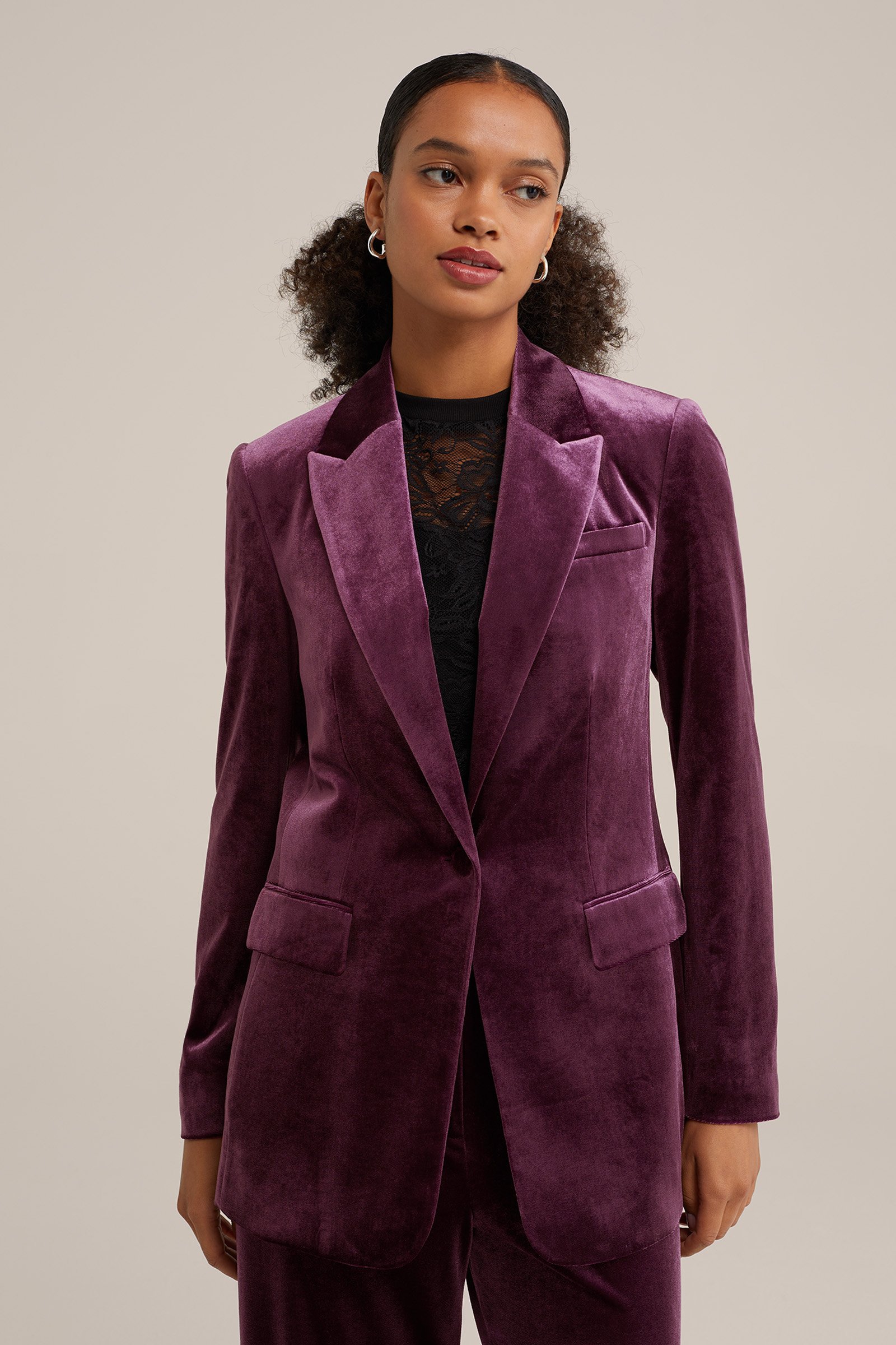 Damen-Regular-Fit-Blazer aus Samt | wefashion.com