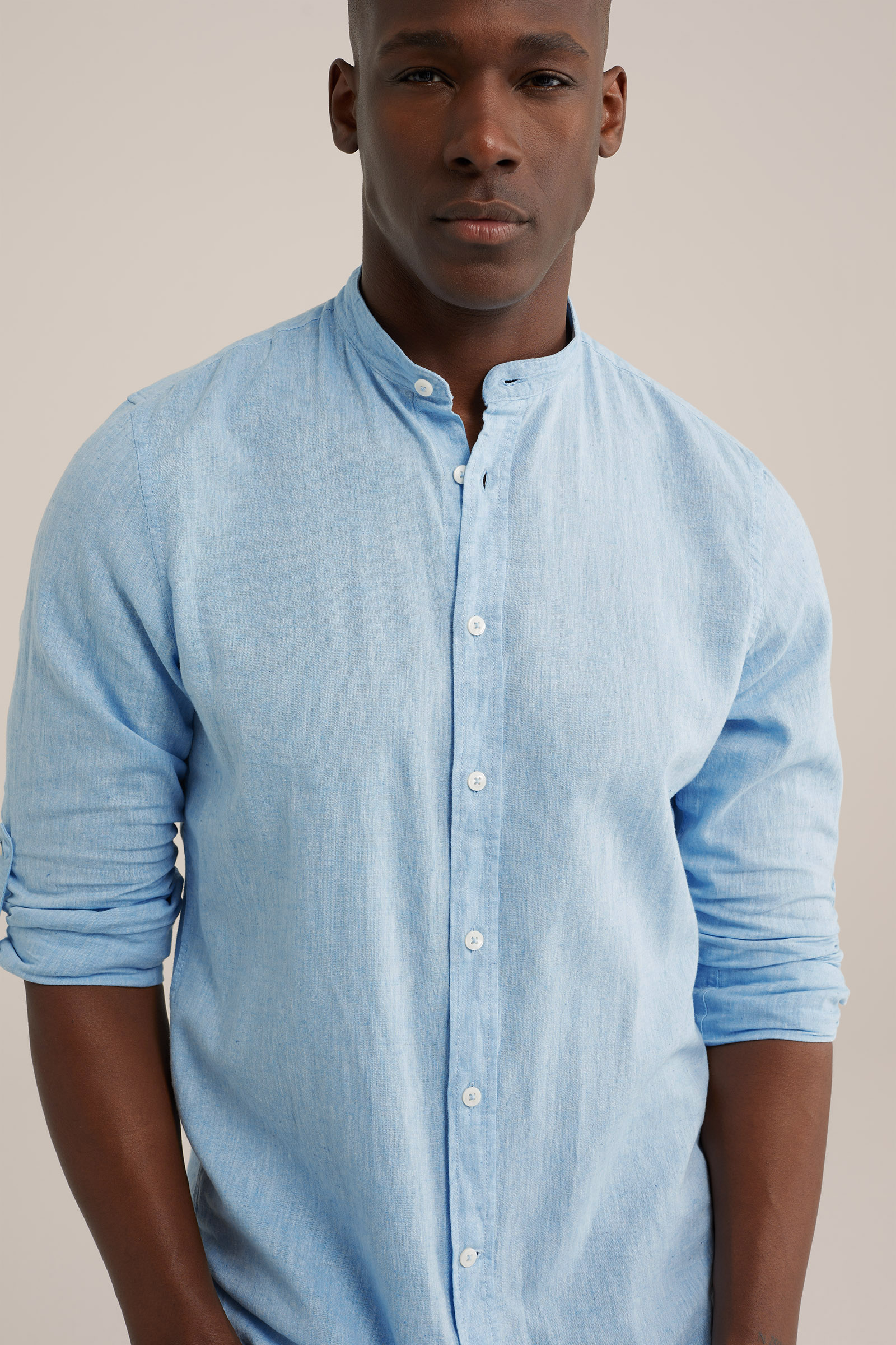 Heren Easy care regular fit overhemd van linnenmix | wefashion.com