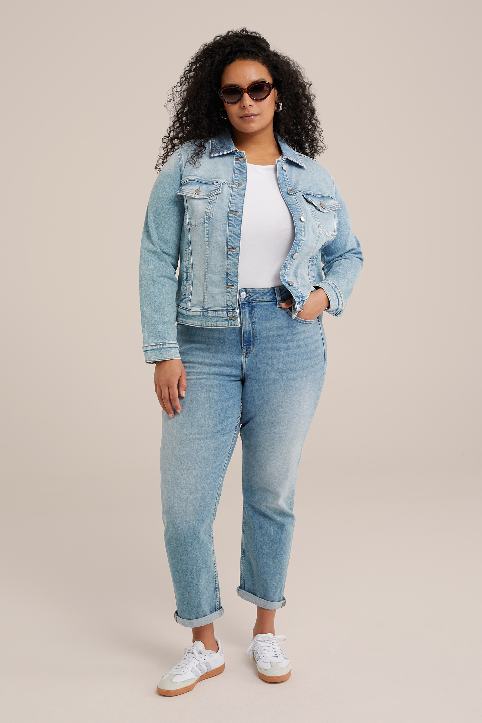 Dames denim jack met comfortstretch - Curve | wefashion.com