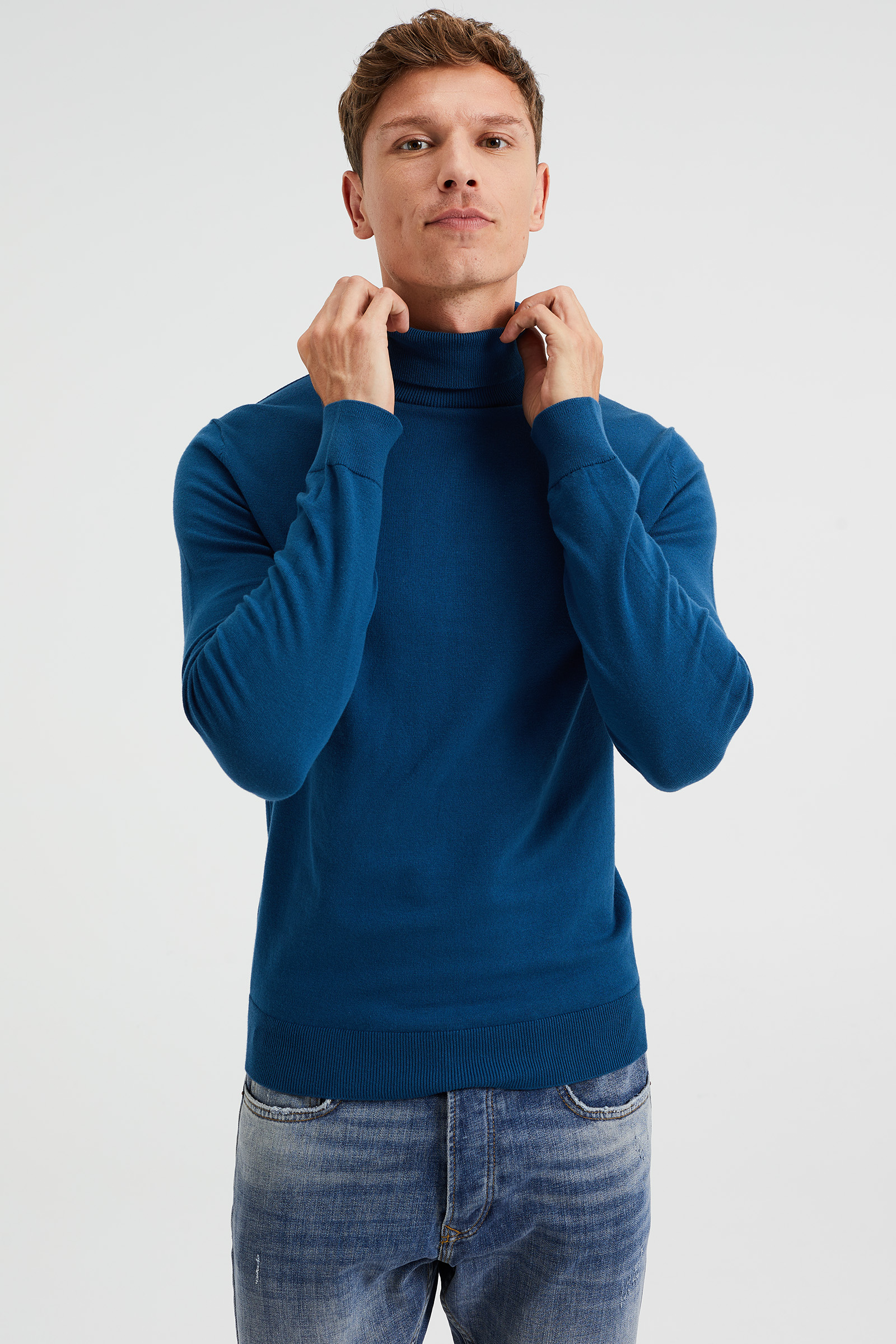 Pull de fin jersey à col roulé homme | wefashion.com