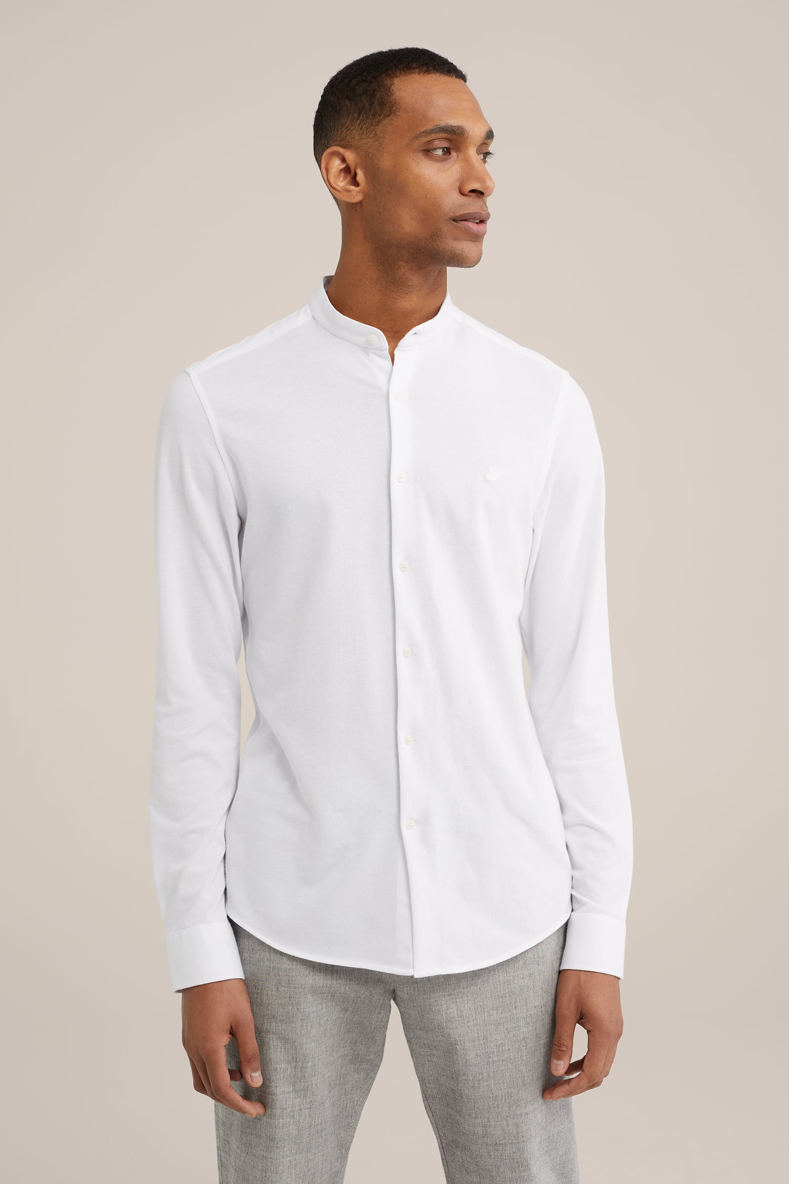 Heren piquéjersey overhemd met mao-kraag | wefashion.com