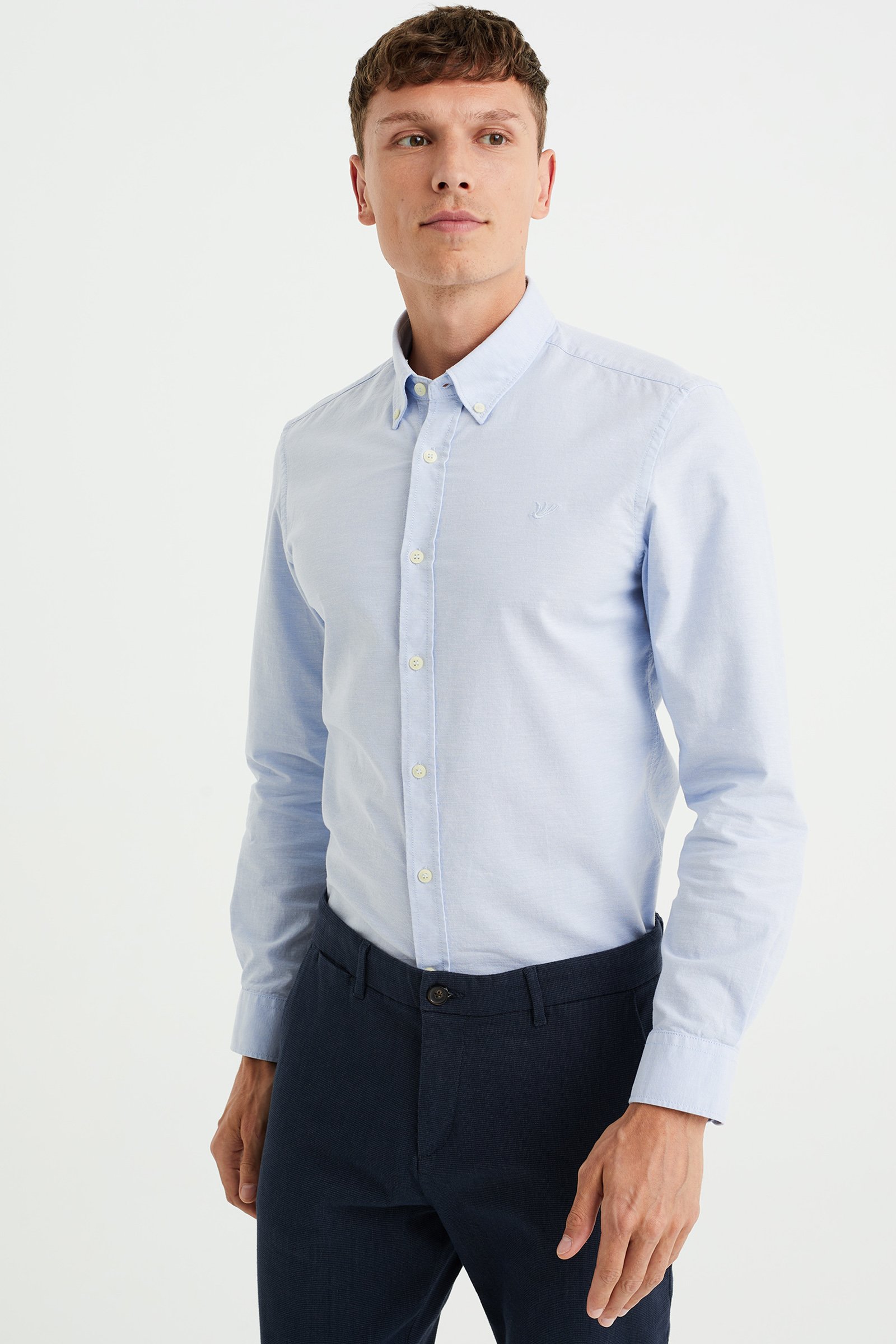 Heren slim fit stretch oxford overhemd | wefashion.com