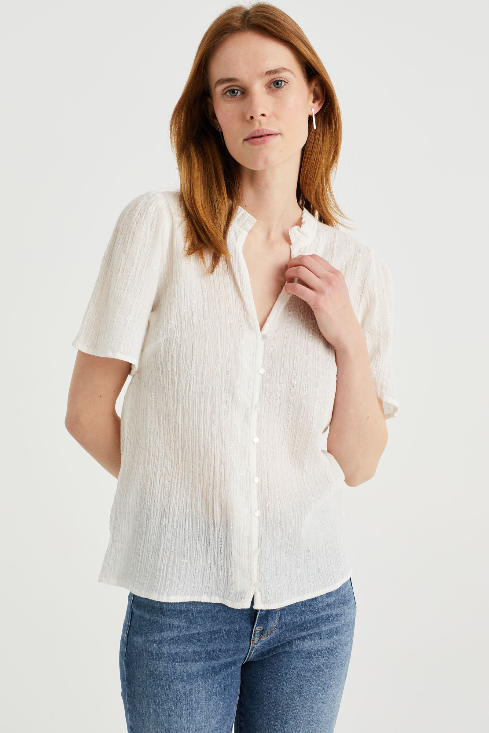 Dames blouse met glittergaren | wefashion.com