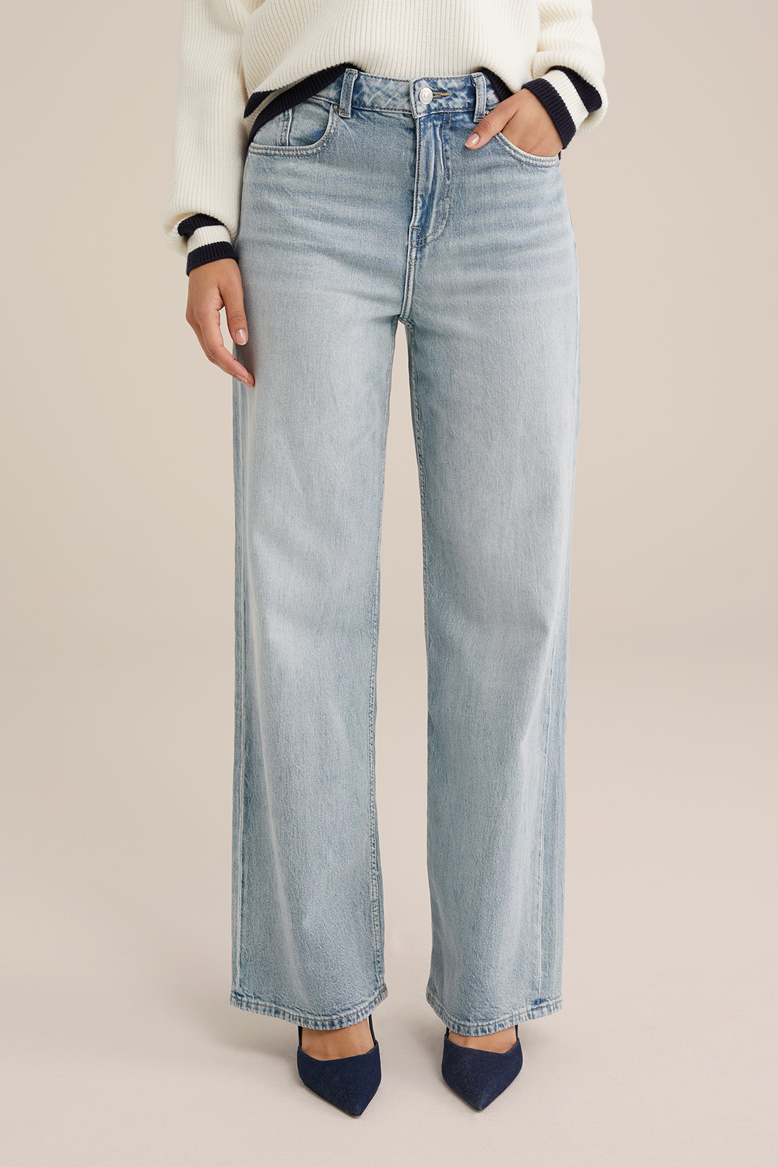 Jeans high rise wide leg avec stretch femme | wefashion.com