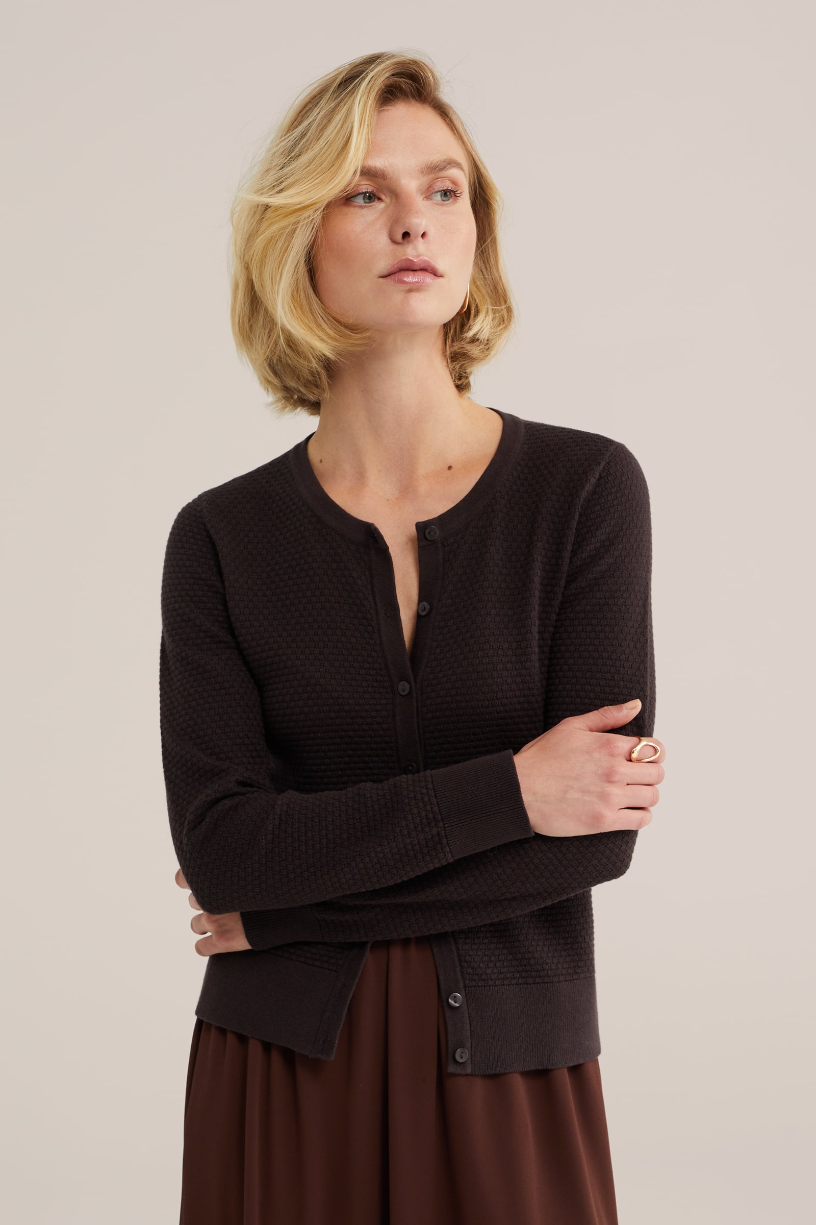 Dames gebreid vest met structuur | wefashion.com