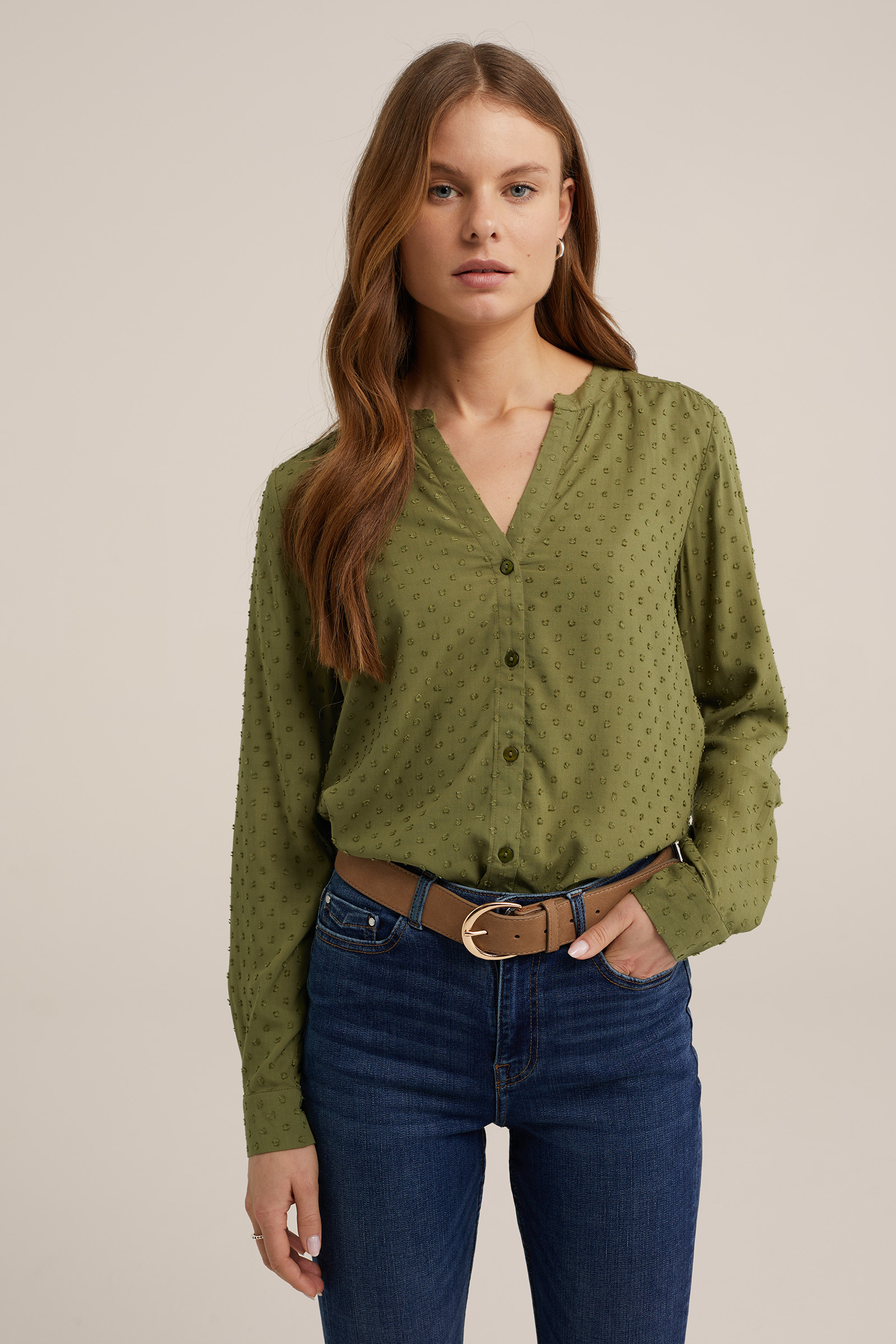 Dames blouse met structuur | wefashion.com