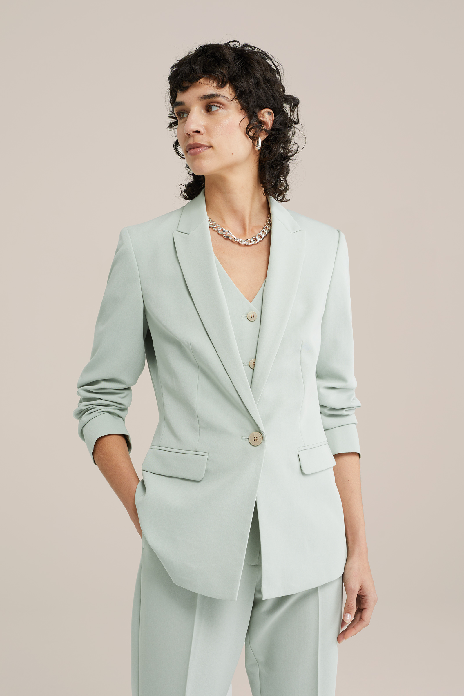 Dames Slim fit fit driedelig pak | wefashion.com