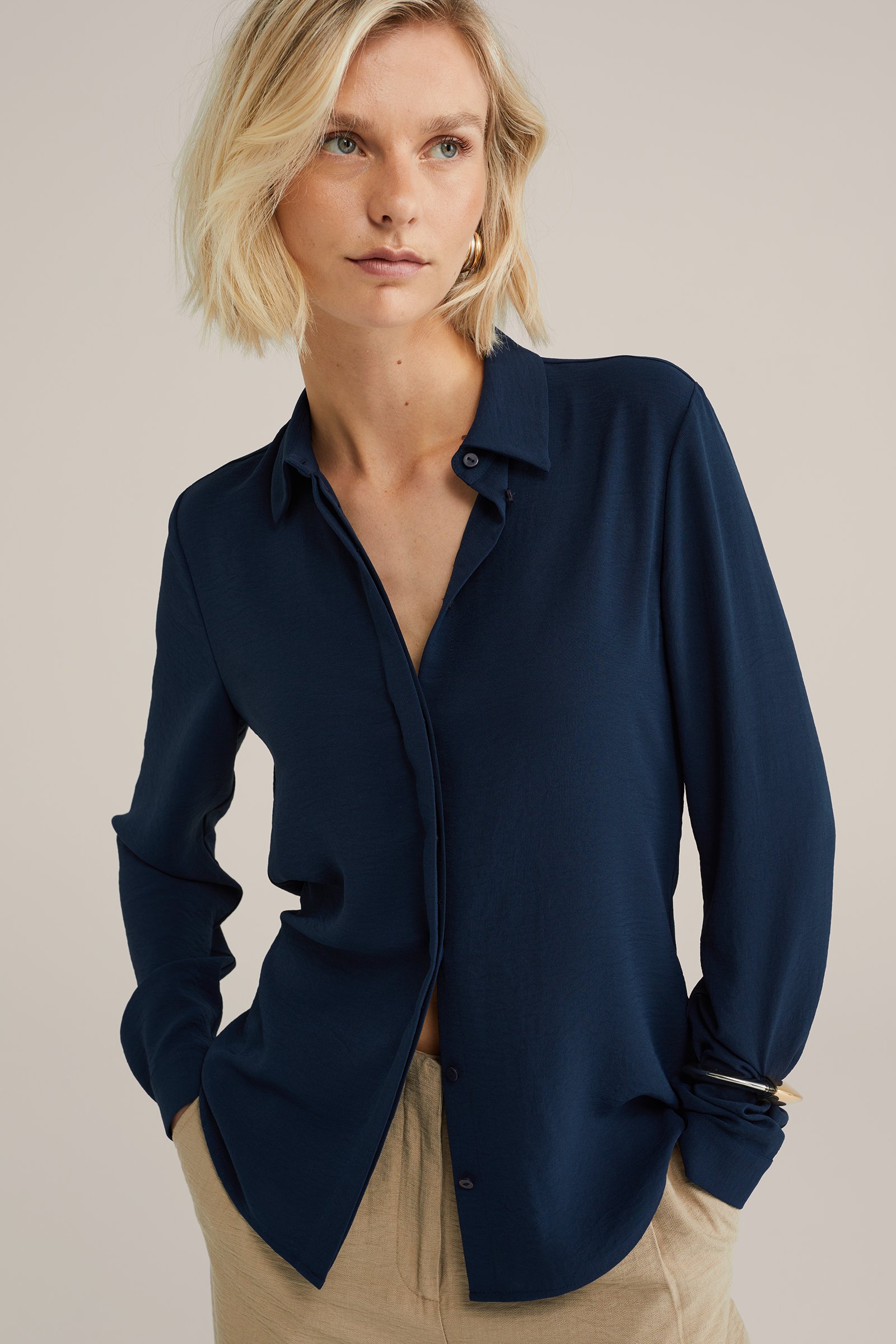 Dames blouse met fijne structuur | wefashion.com