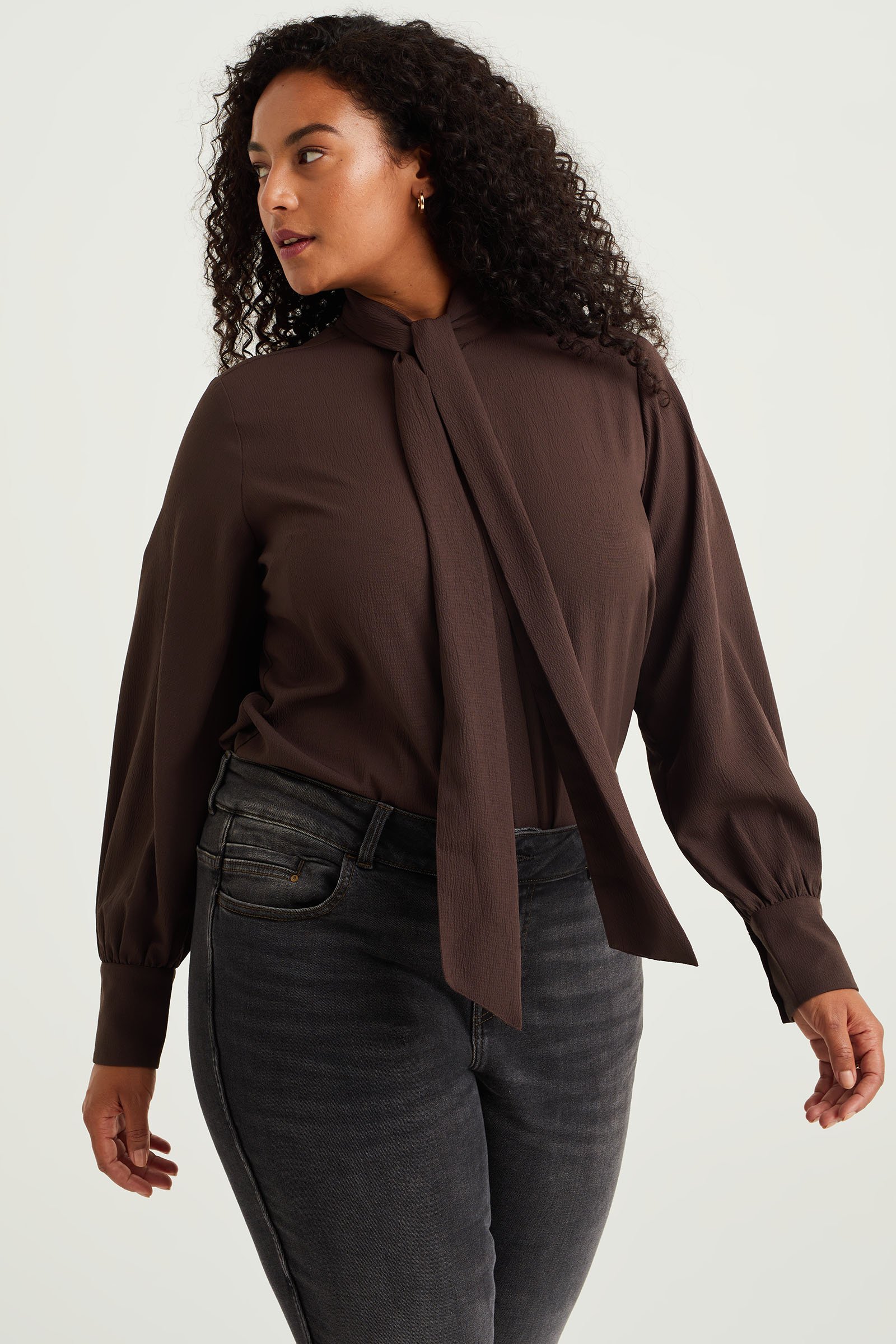 Dames blouse met strik -Curve | wefashion.com