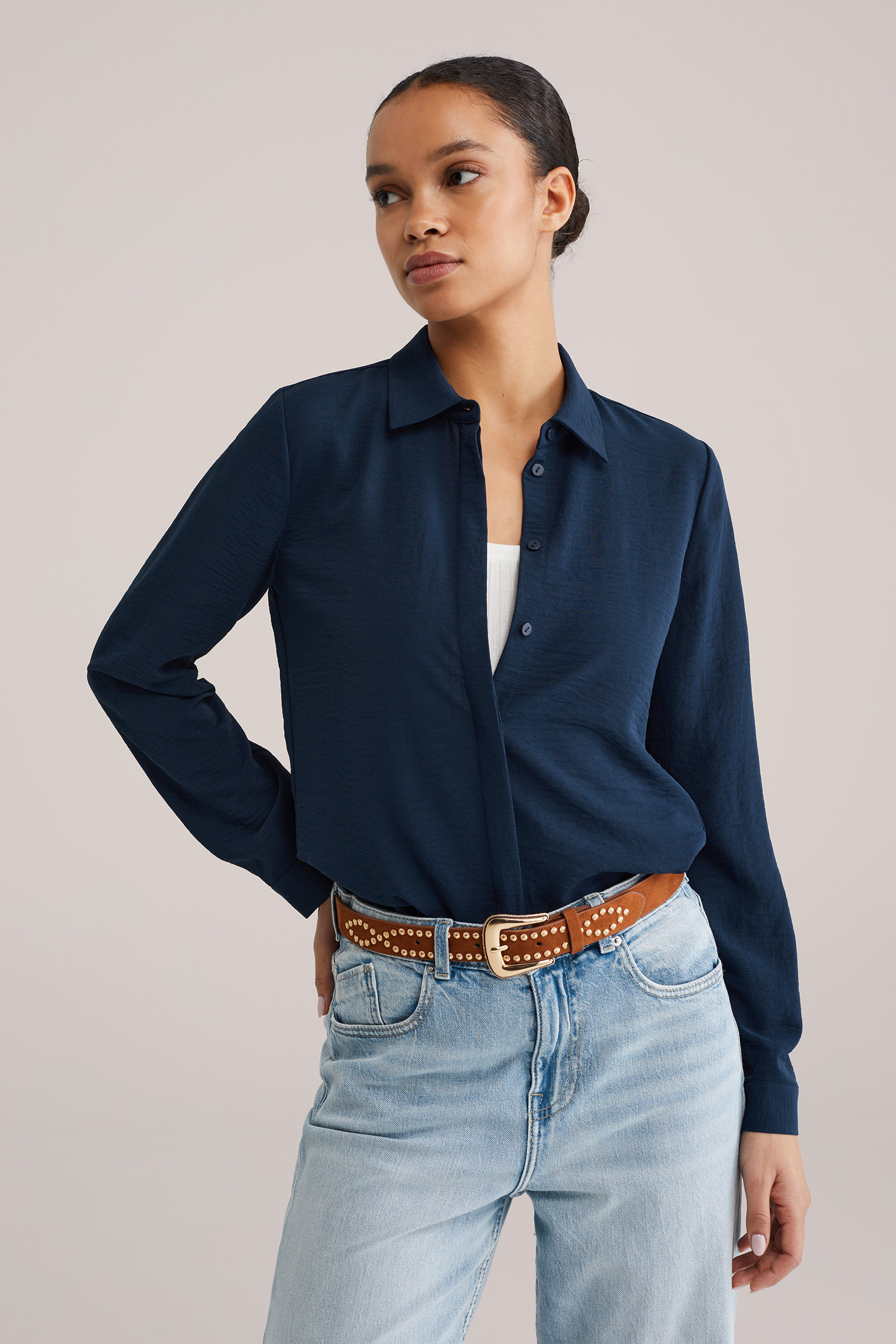 Dames blouse met fijne structuur | wefashion.com