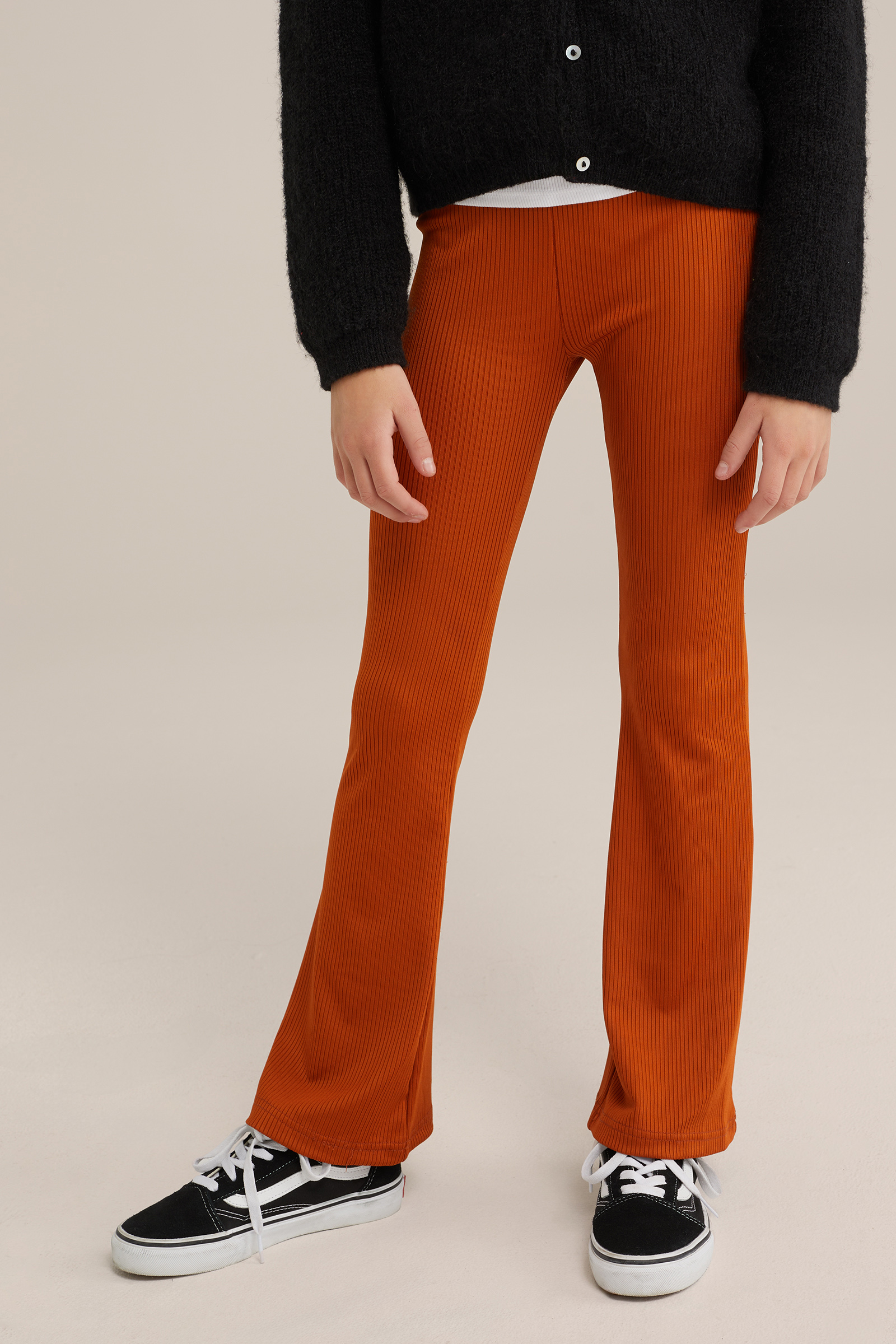 Meisjes flared legging van ribstof | wefashion.com