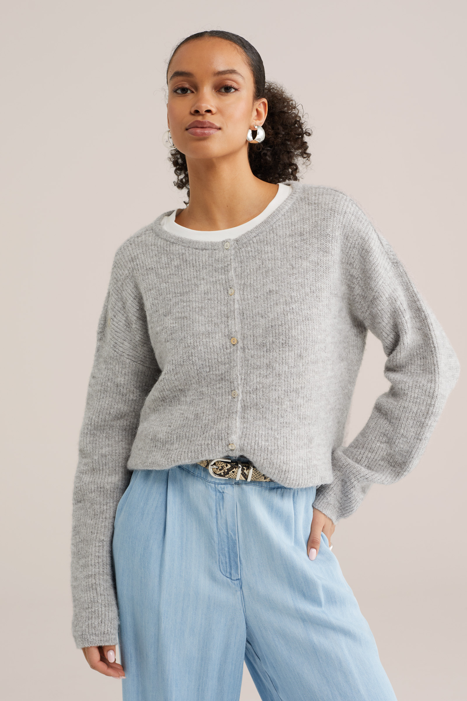 Dames gebreid vest van wolmix | wefashion.com