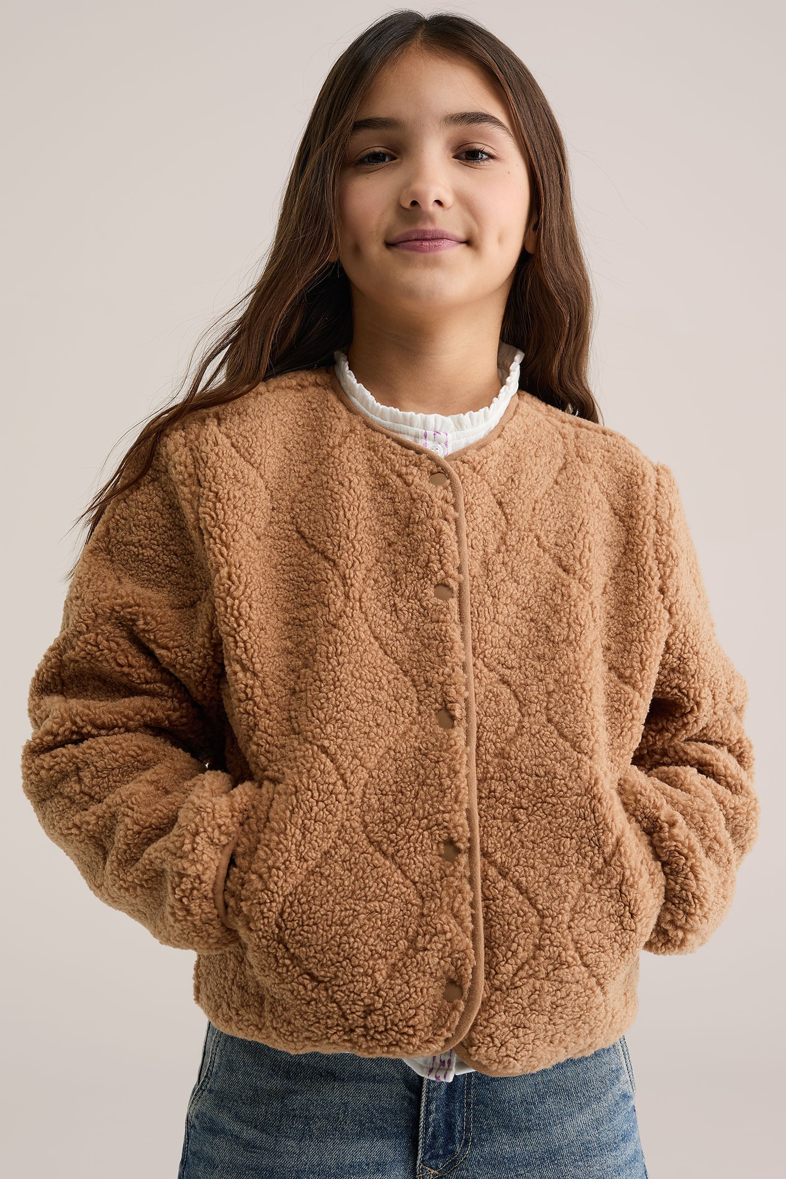 Meisjes teddy jack met structuur | wefashion.com
