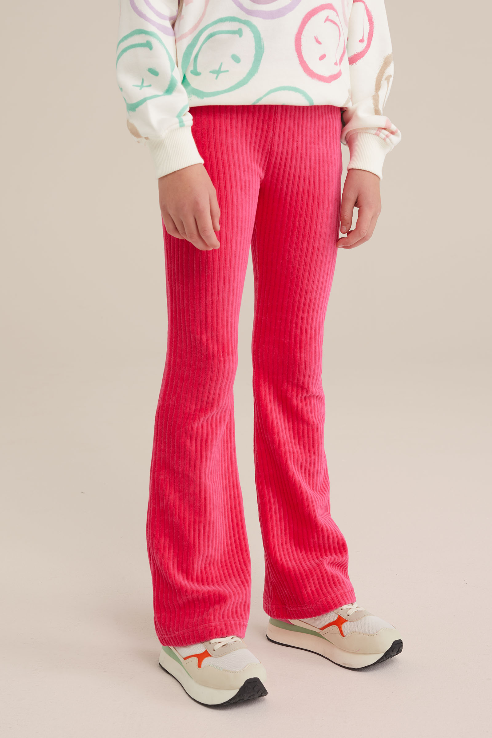 Meisjes velvet flared legging van ribstof | wefashion.com