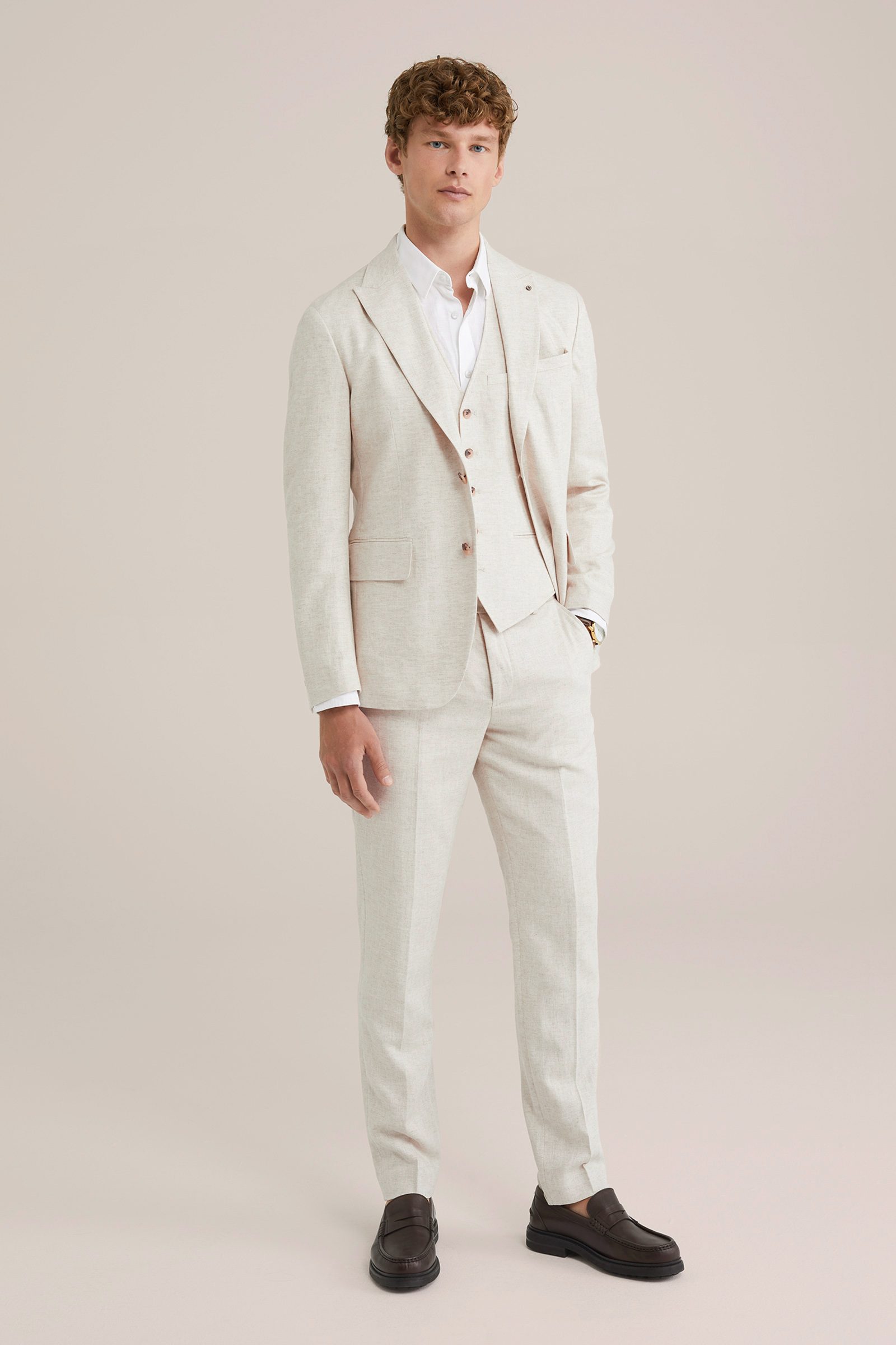 Linnen slim fit pak | wefashion.com