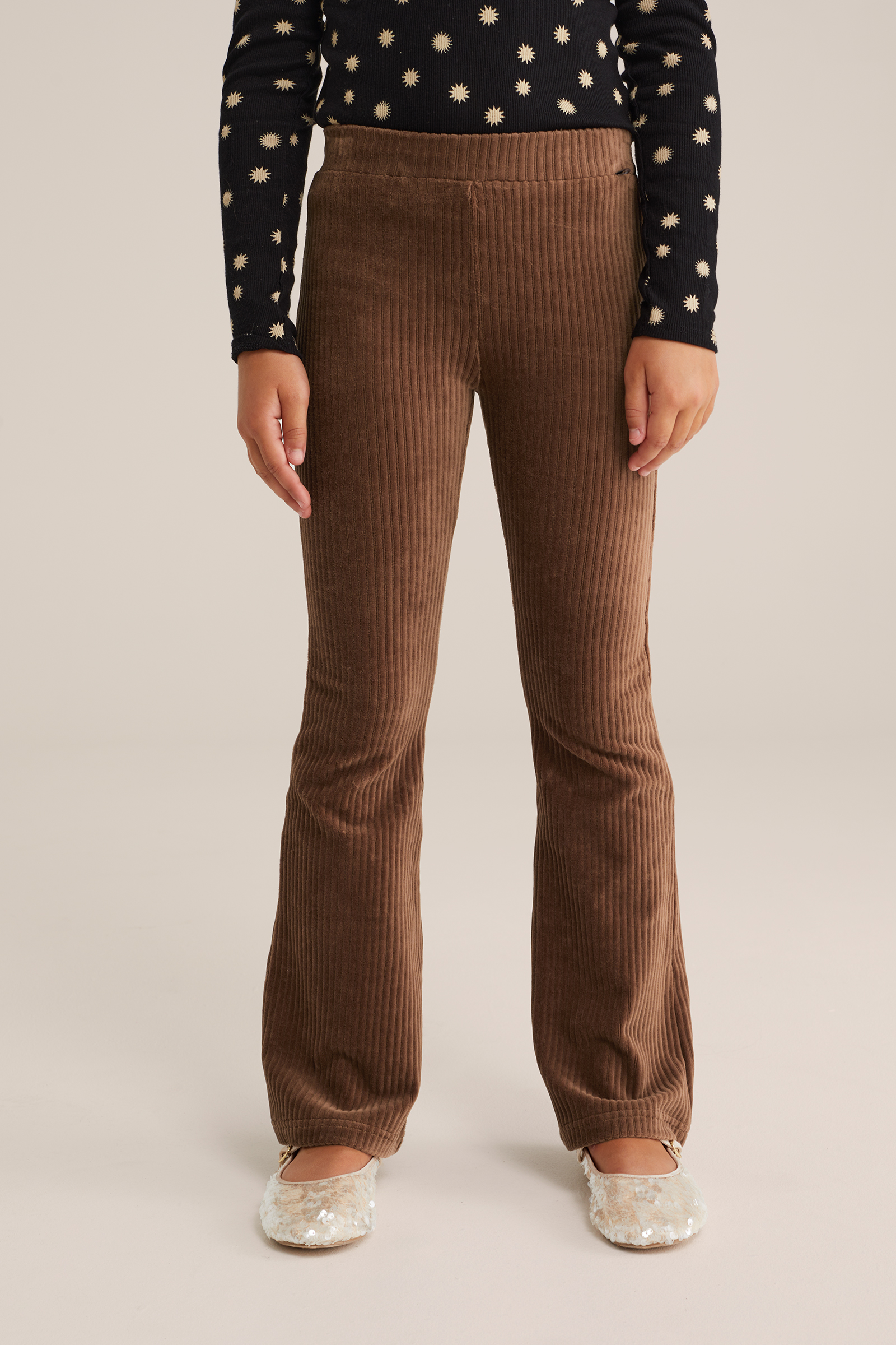 Meisjes velvet flared legging van ribstof | wefashion.com