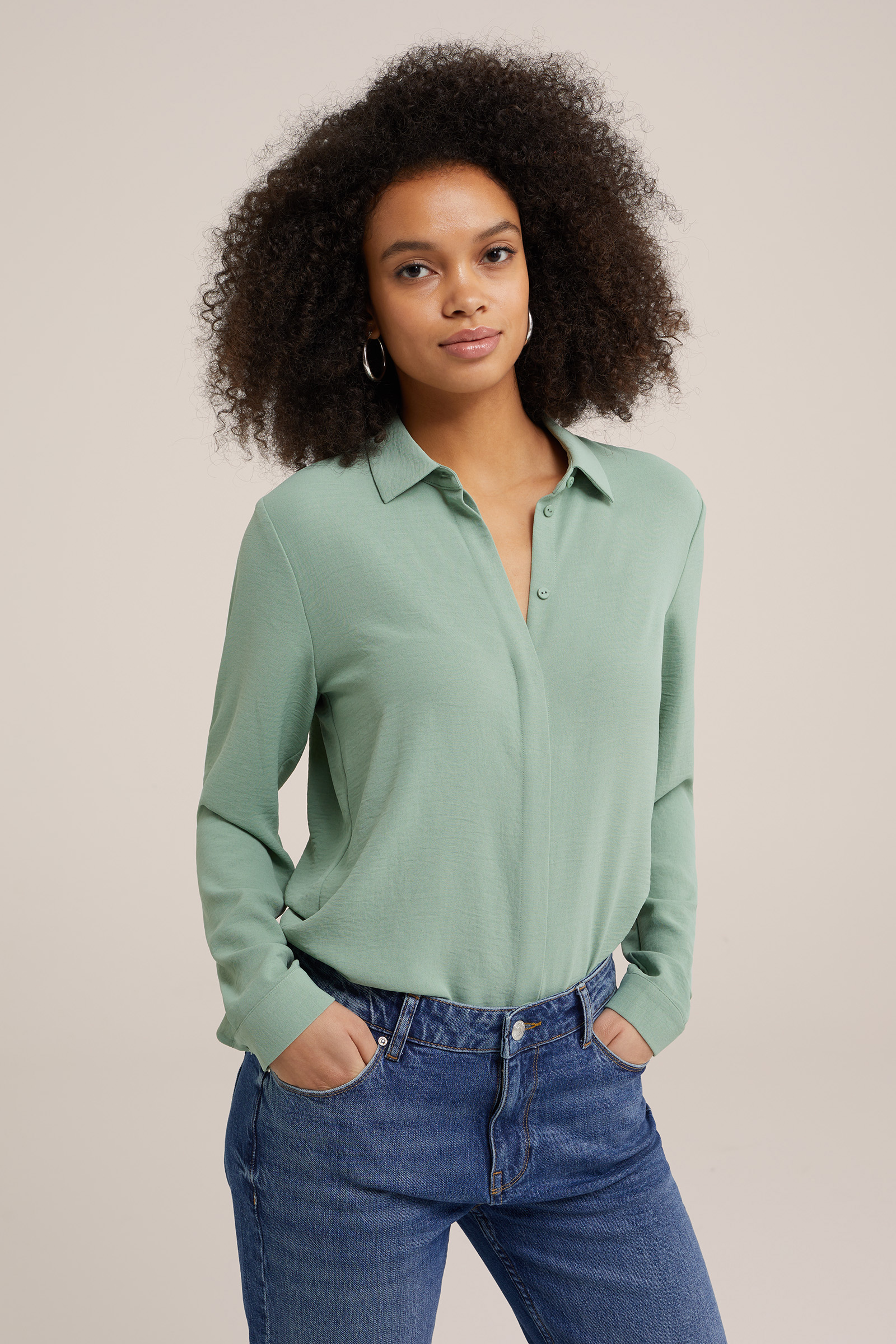 Dames blouse met fijne structuur | wefashion.com