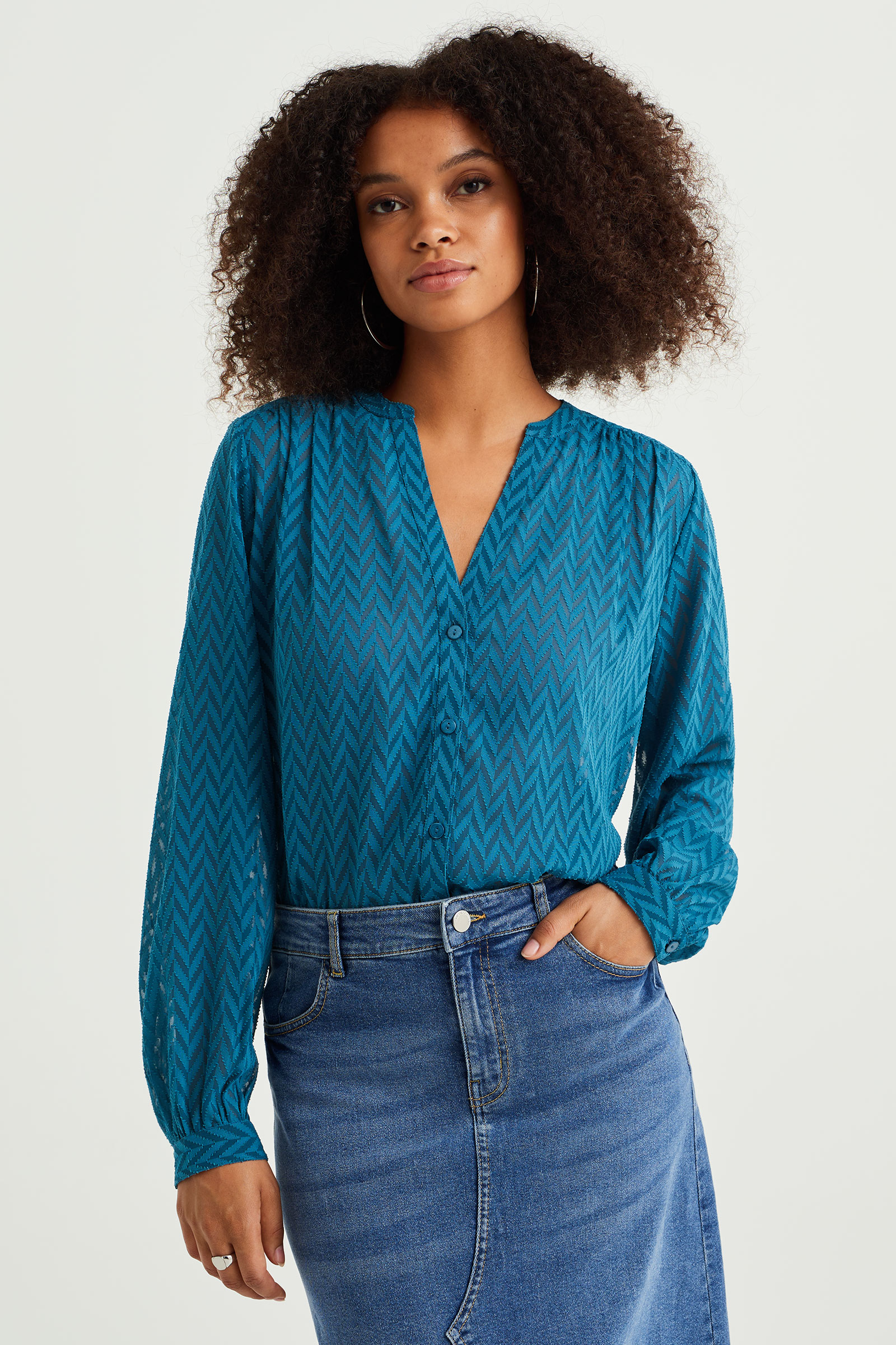 Dames blouse met structuur | wefashion.com