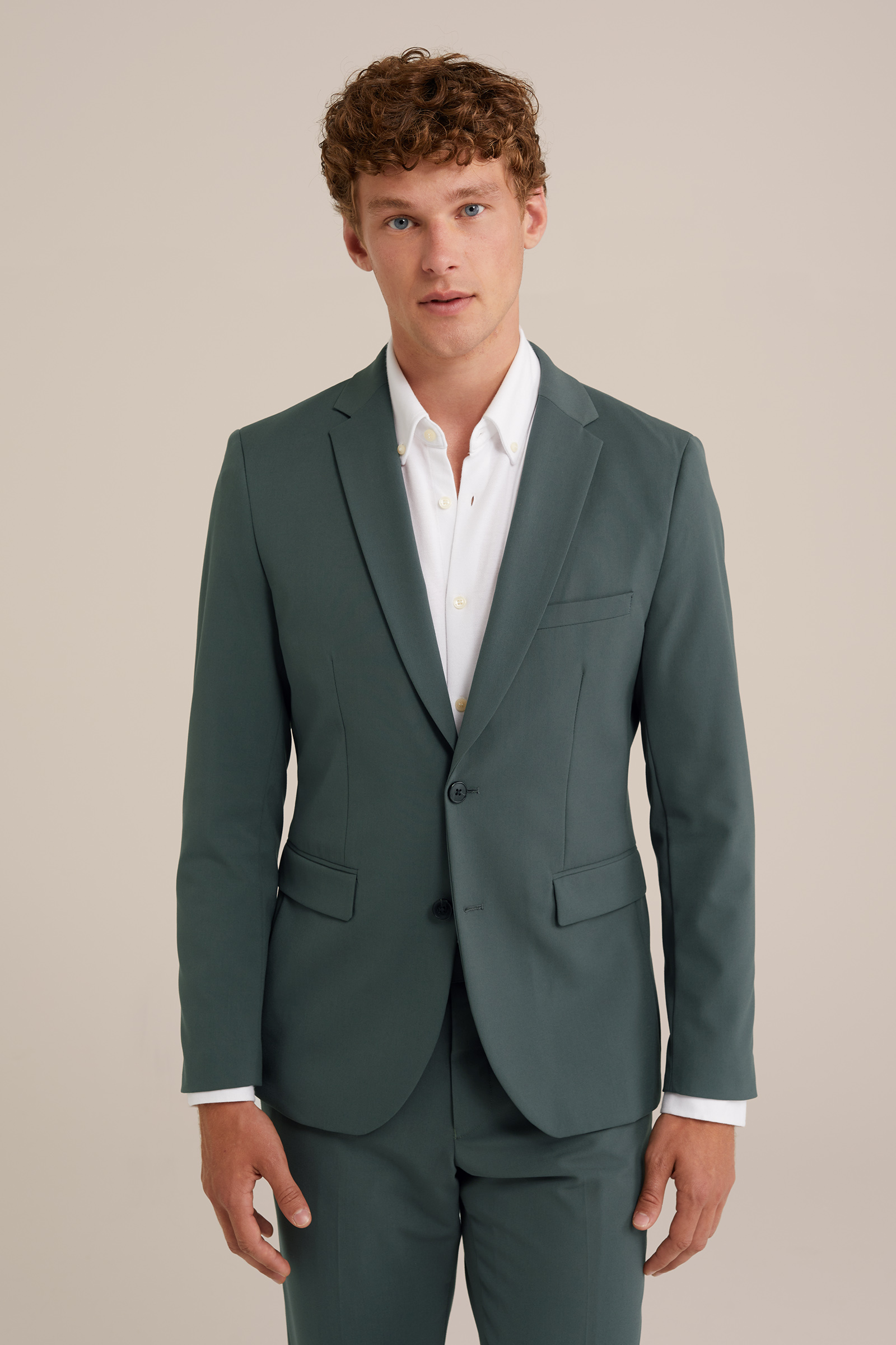 Heren Driedelig slim fit pak met stretch | wefashion.com