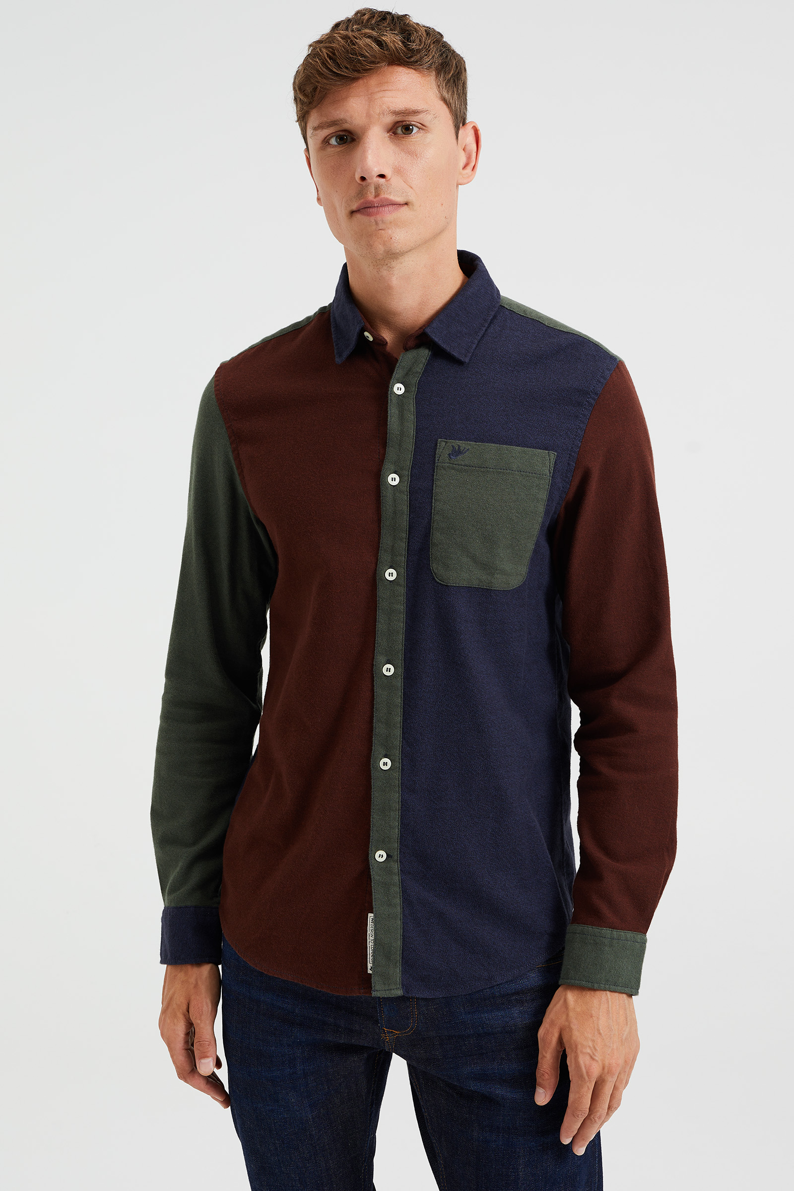 Heren regular fit overhemd met colourblock | wefashion.com