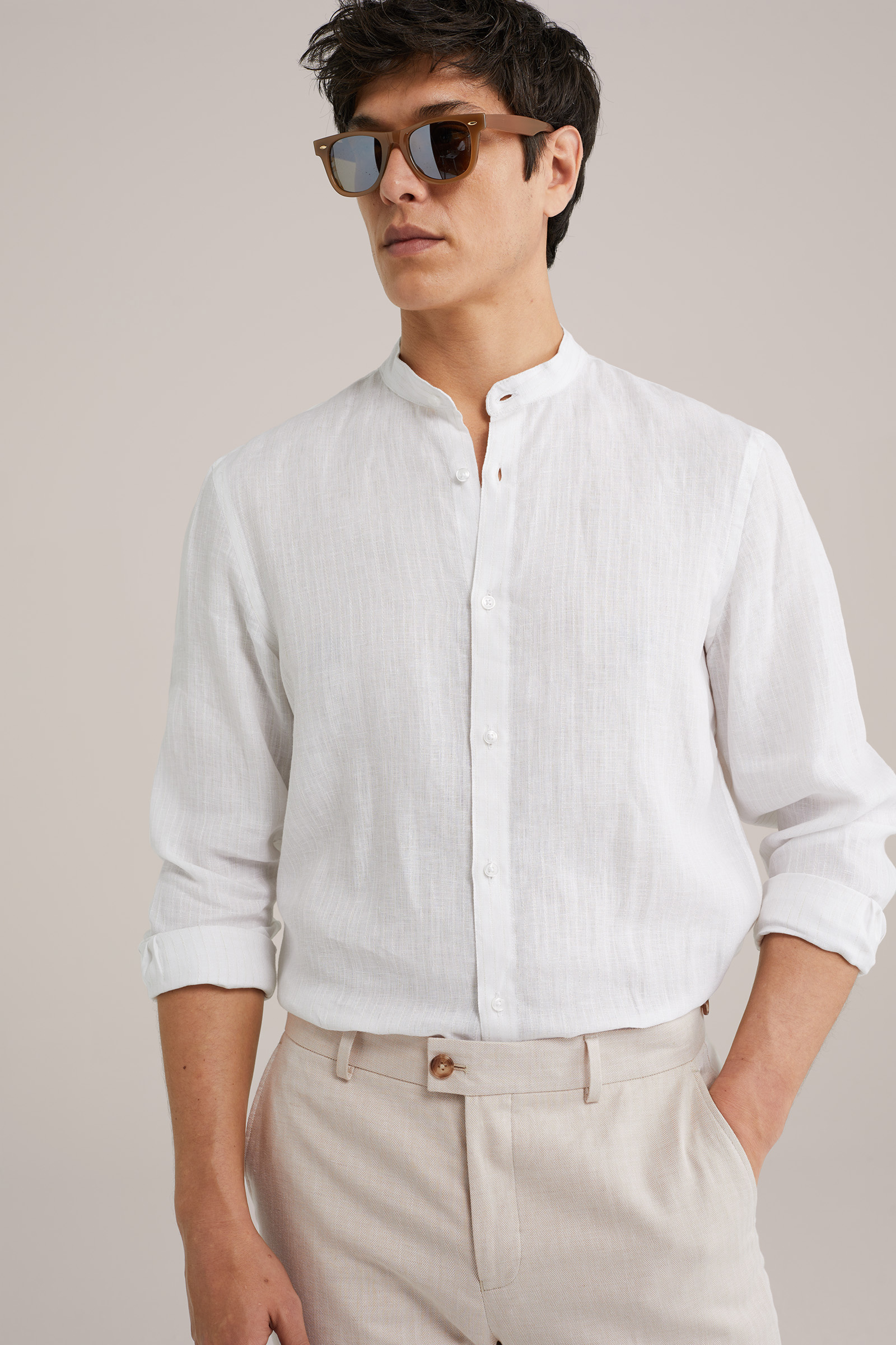 Chemise en lin pour homme coupe regular | wefashion.com