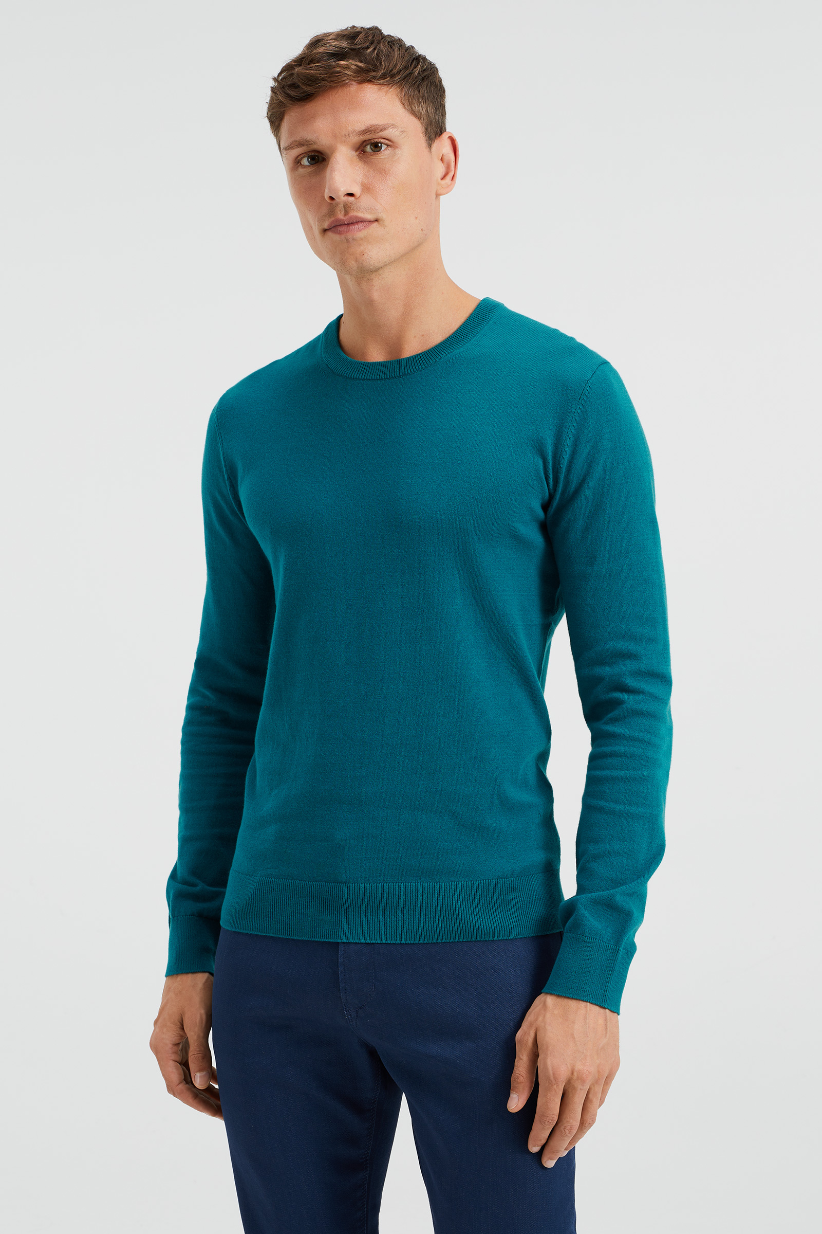 Pull homme coupe slim en maille fine, mélange de coton | wefashion.com