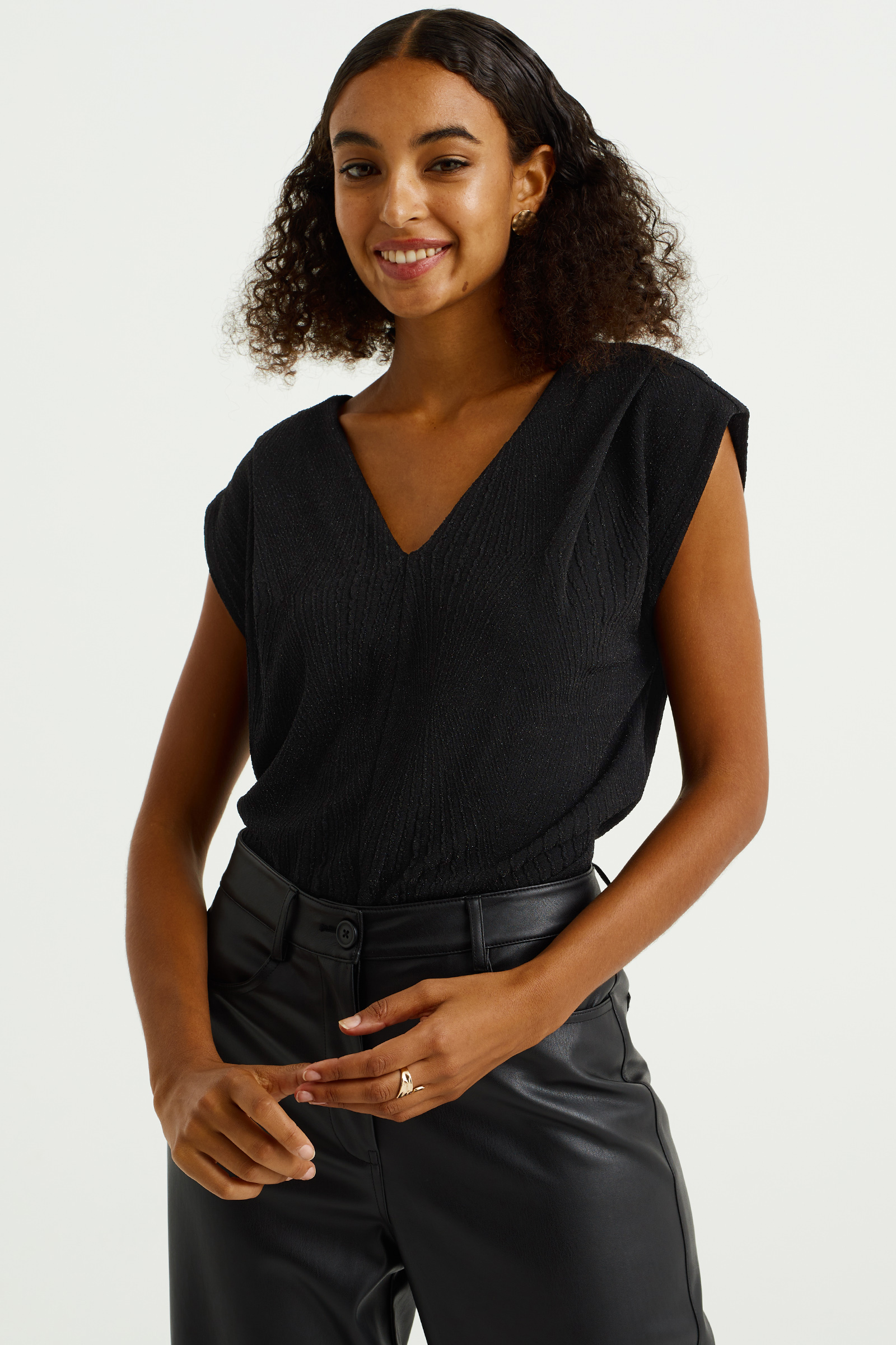 Dames top met glittergaren | wefashion.com