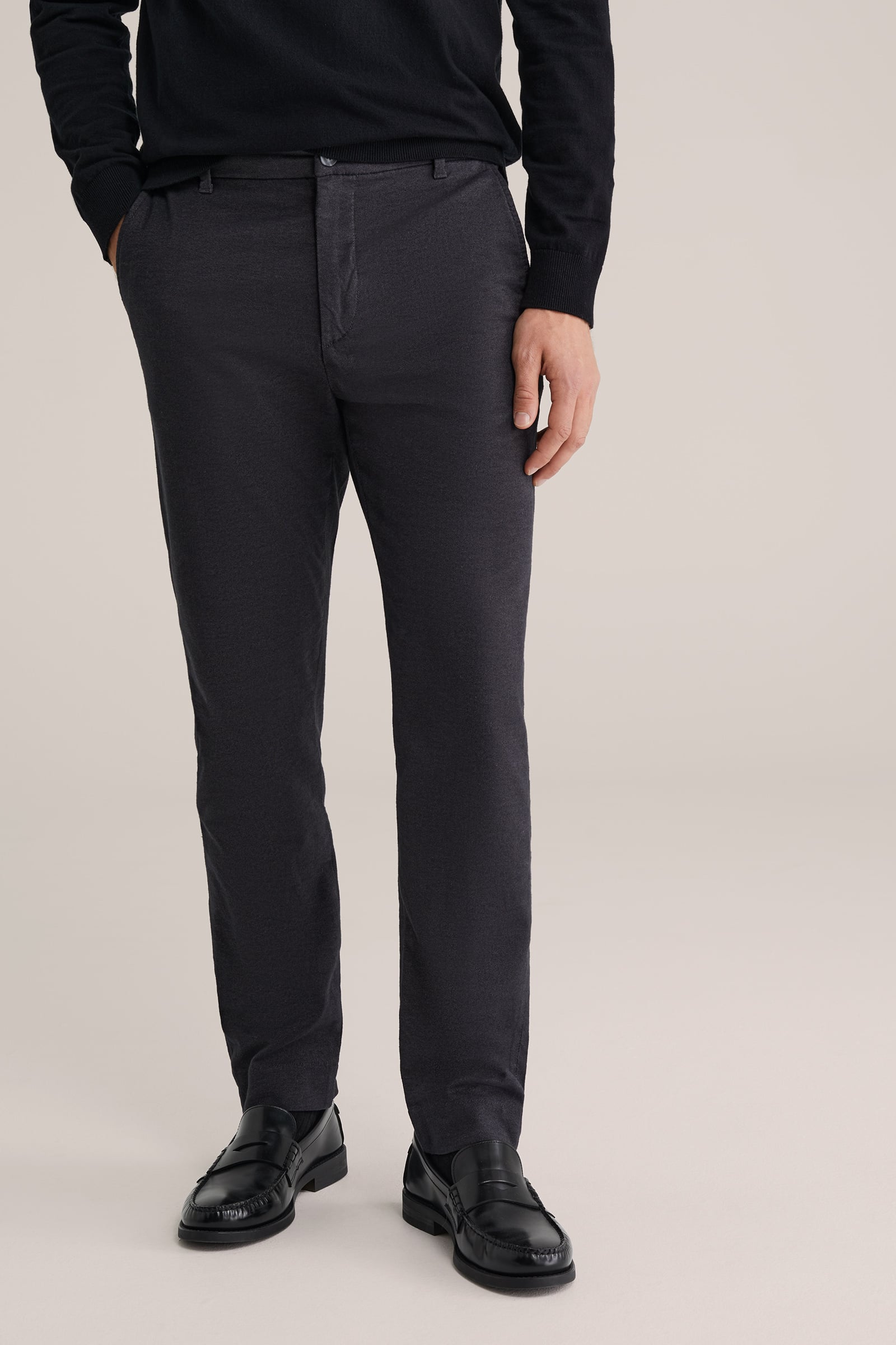 Heren regular fit broek met structuur en elastische tailleband ...