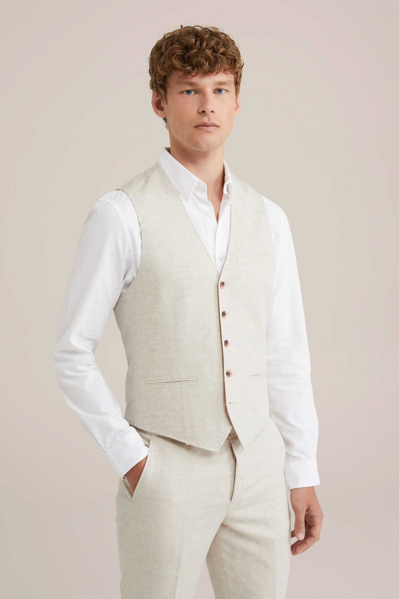Linnen slim fit pak | wefashion.com