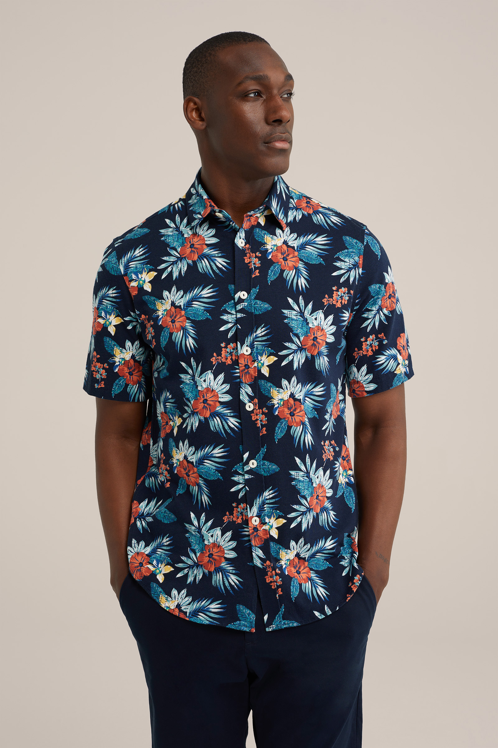 Heren regular fit overhemd met dessin | wefashion.com