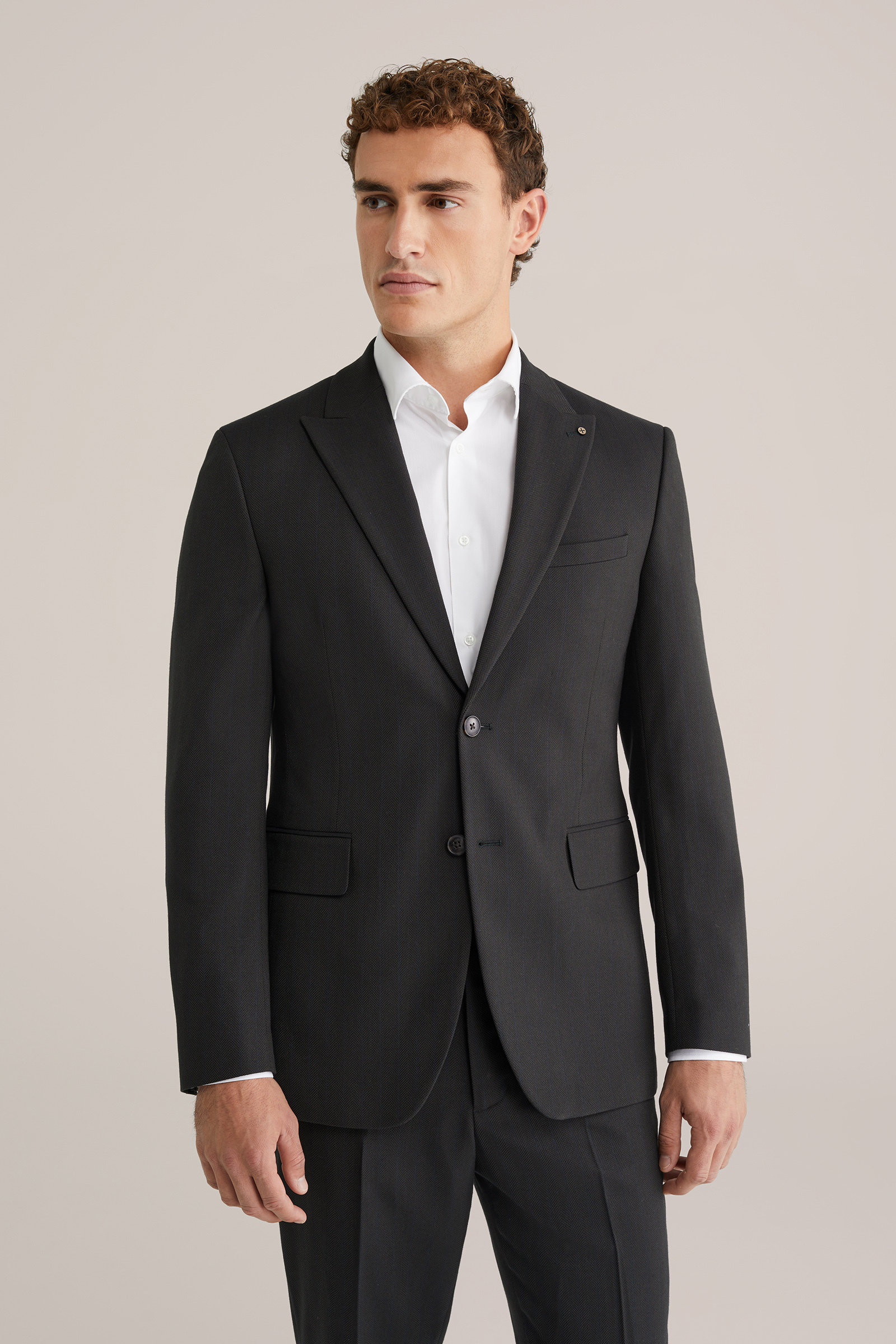 Herren-Slim-Fit-Anzug mit Jacquard-Print | wefashion.com