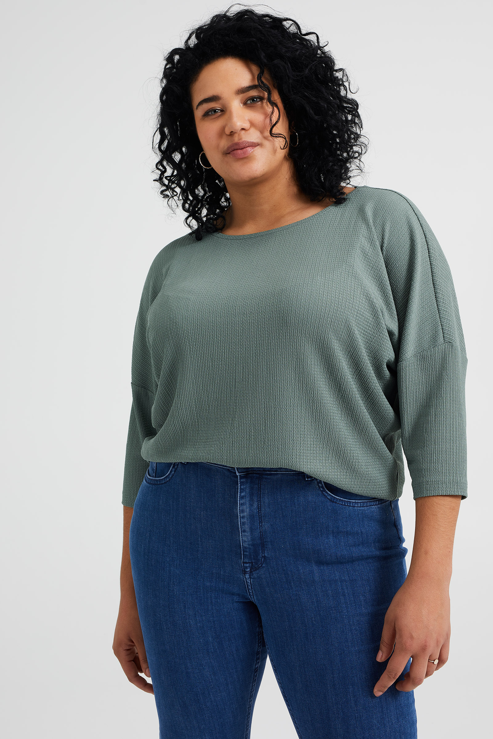 Dames top met structuur - Curve | wefashion.com