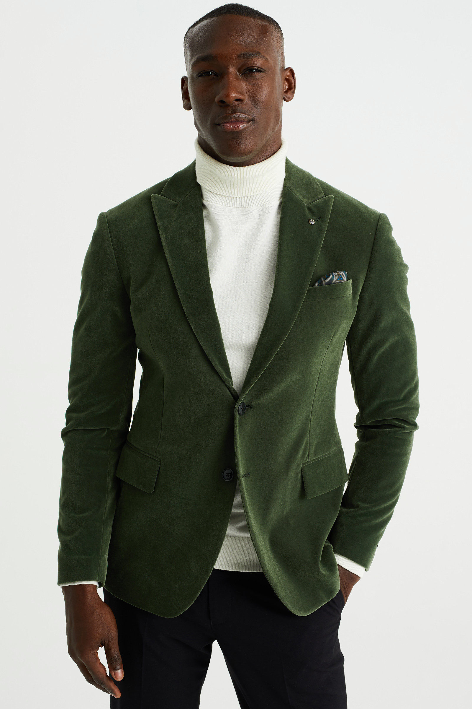 Herren-Slim-Fit-Sakko aus Samt | wefashion.com