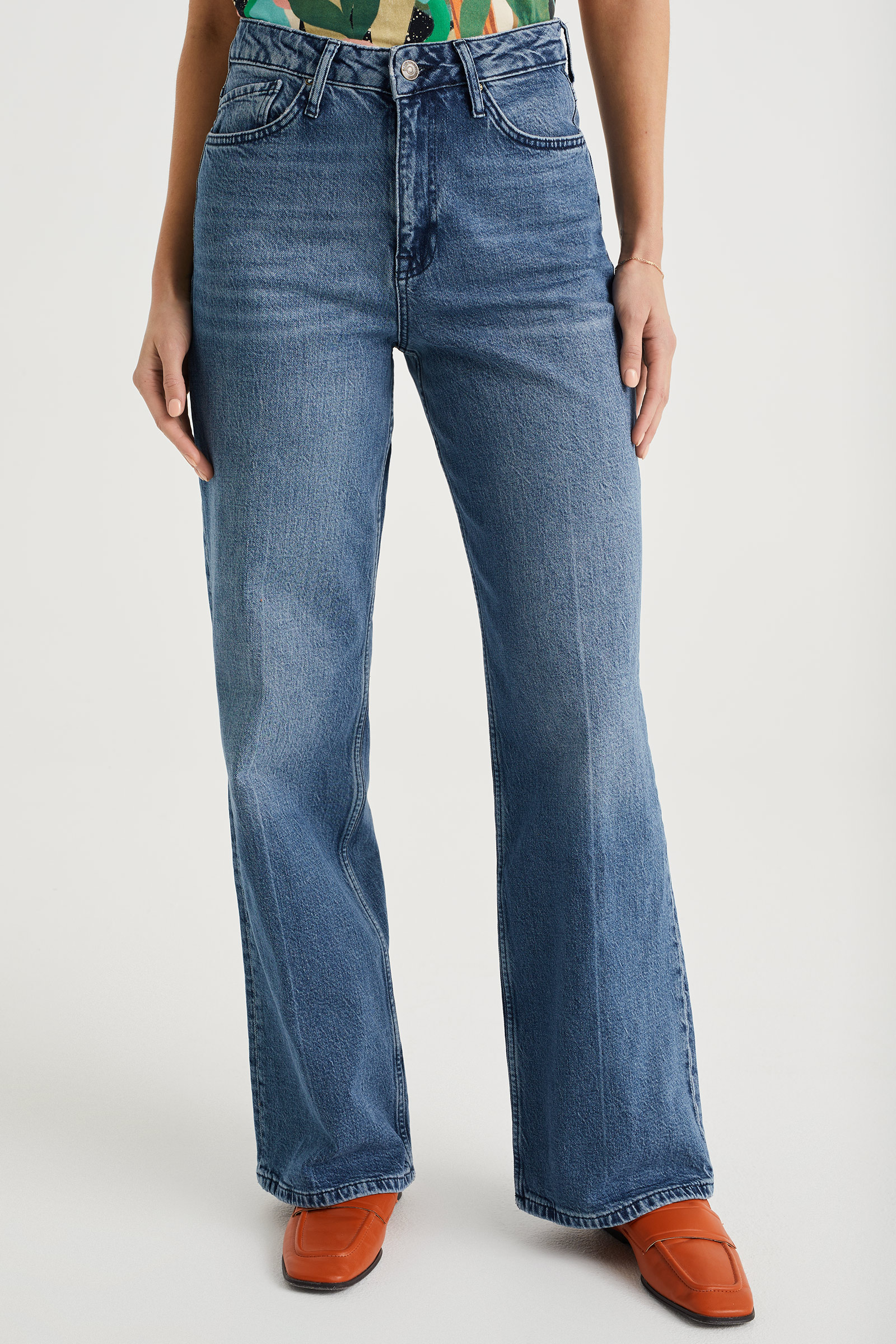 Jeans high rise wide leg avec stretch confort femme | wefashion.com